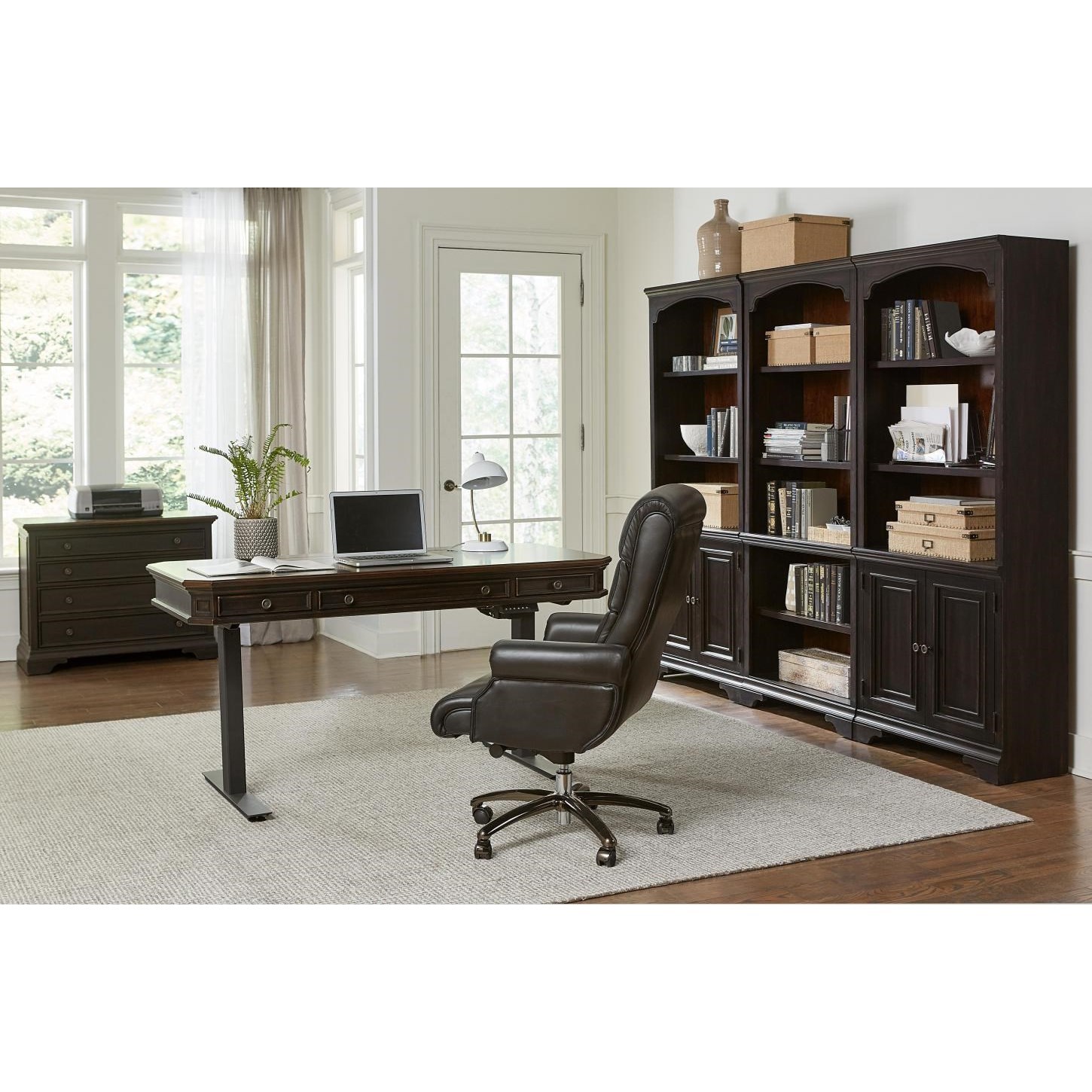 Aspenhome Hampton Transitional Bookcase Wall with Adjustable/Removable ...