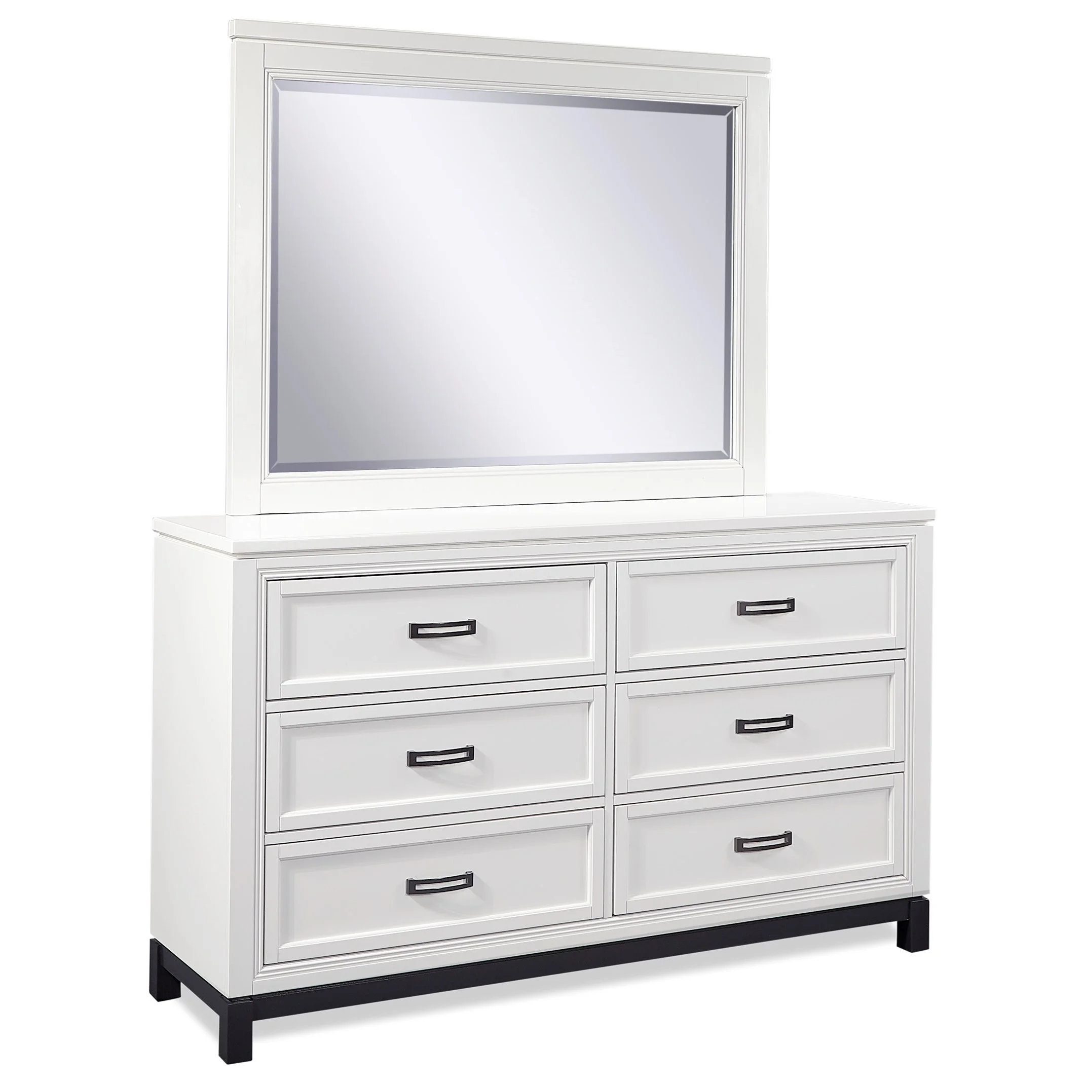 Aspenhome Hyde Park I32-463-WHTx1+I32-453-WHT-1x1 Transitional 6-Drawer ...