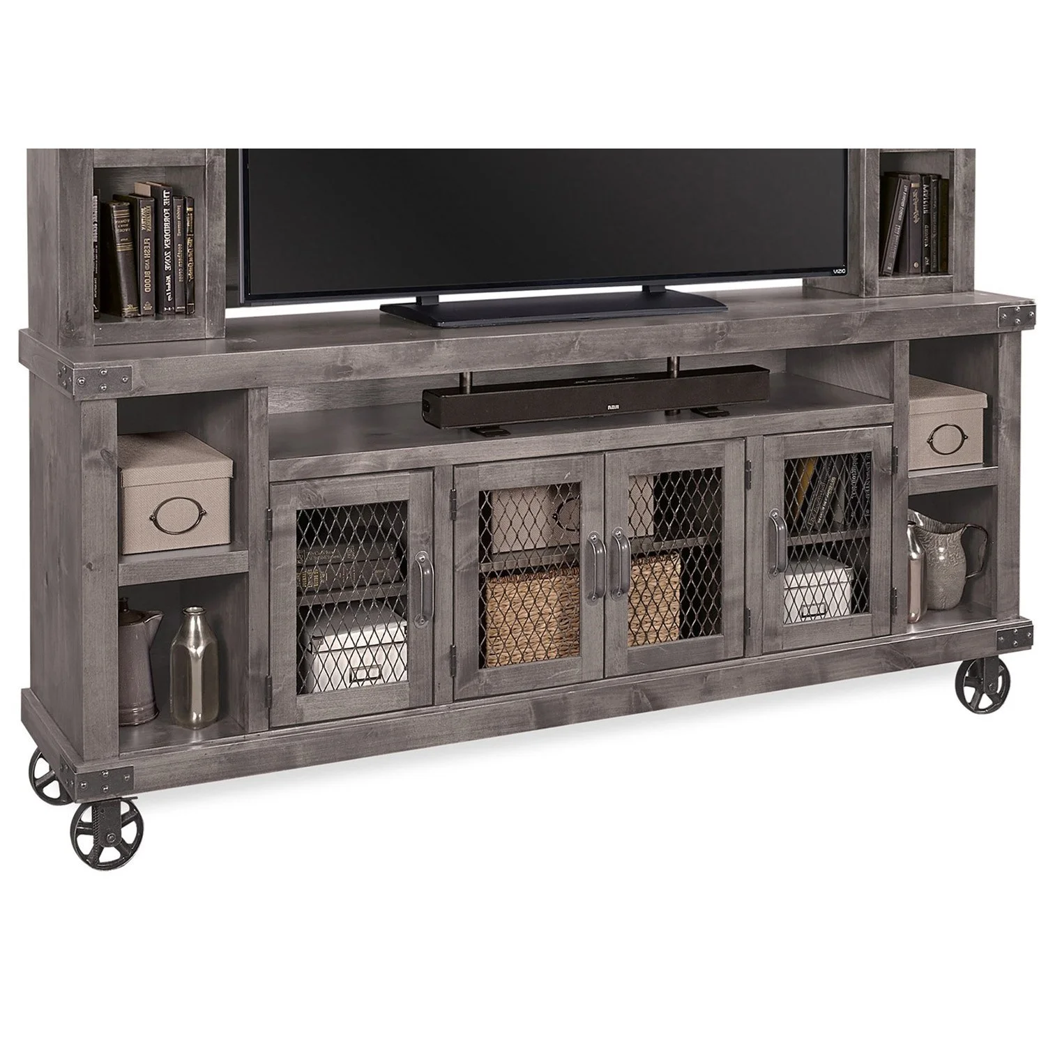Aspenhome Industrial DN1036-GRY 84" Console with 4 Wire Doors | Mueller ...