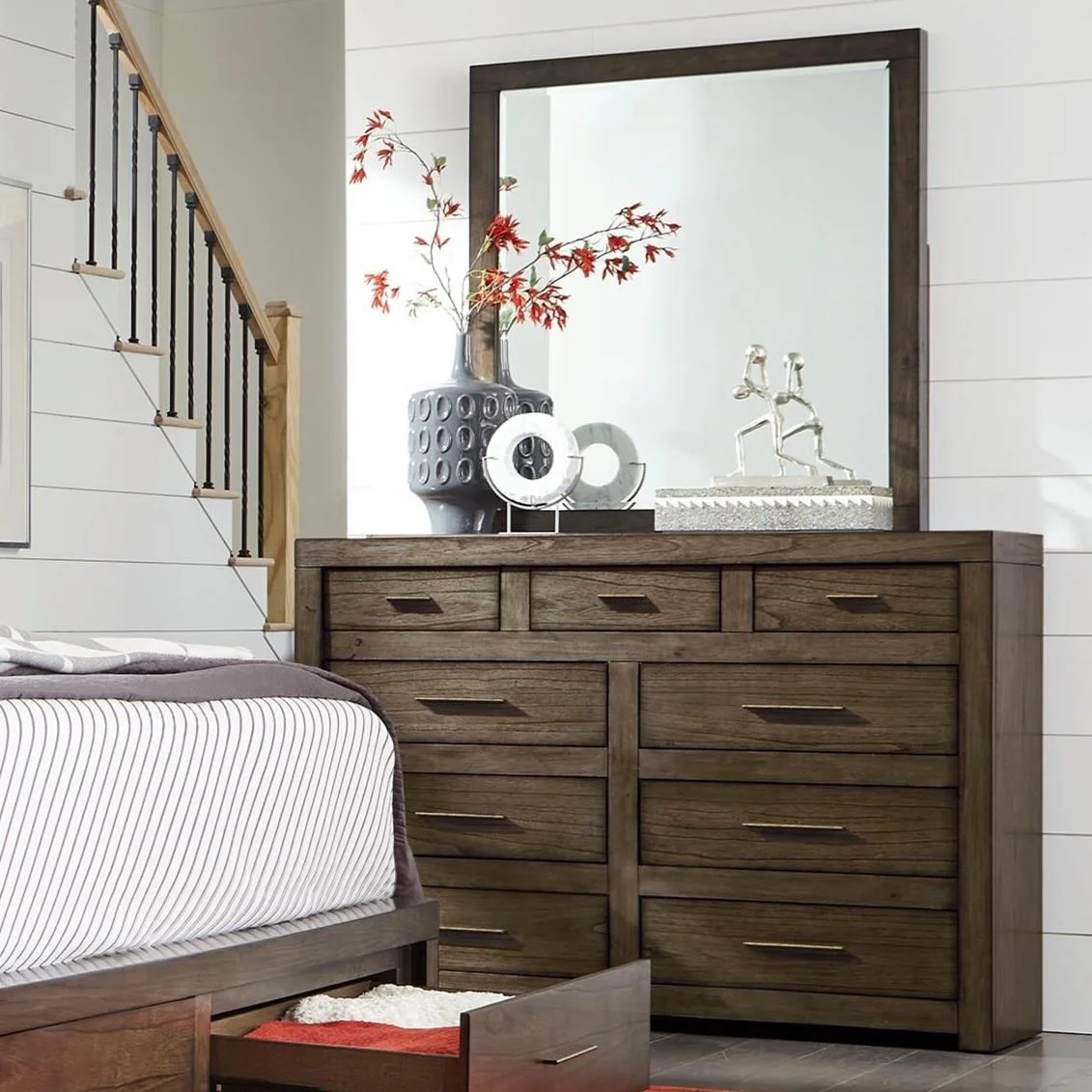 Aspenhome Urbanite IML-455-BRN-1x1+IML-463-BRNx1 Chesser & Mirror ...