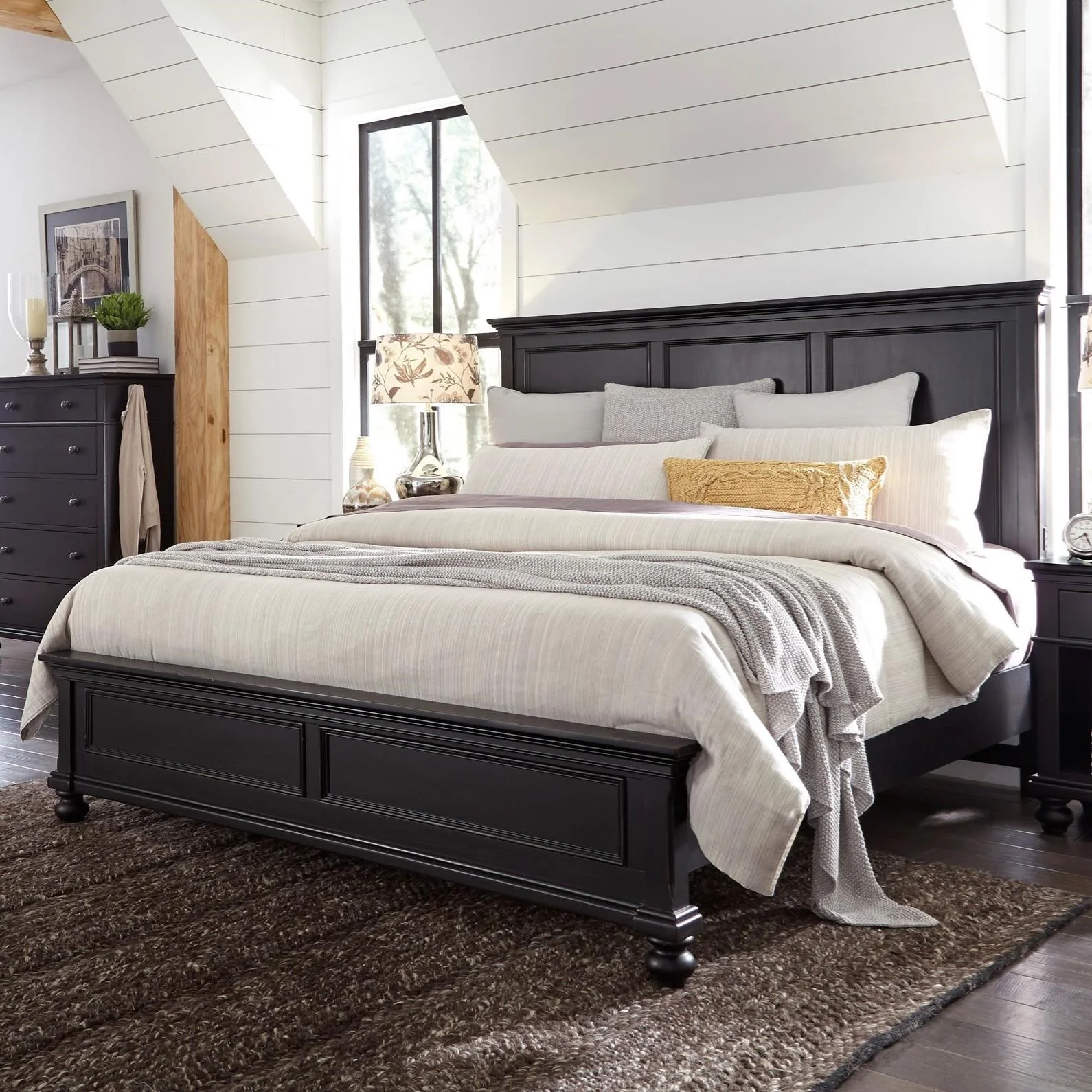 Birch Home Oxford Transitional King Panel Bed with USB Ports | Sprintz ...