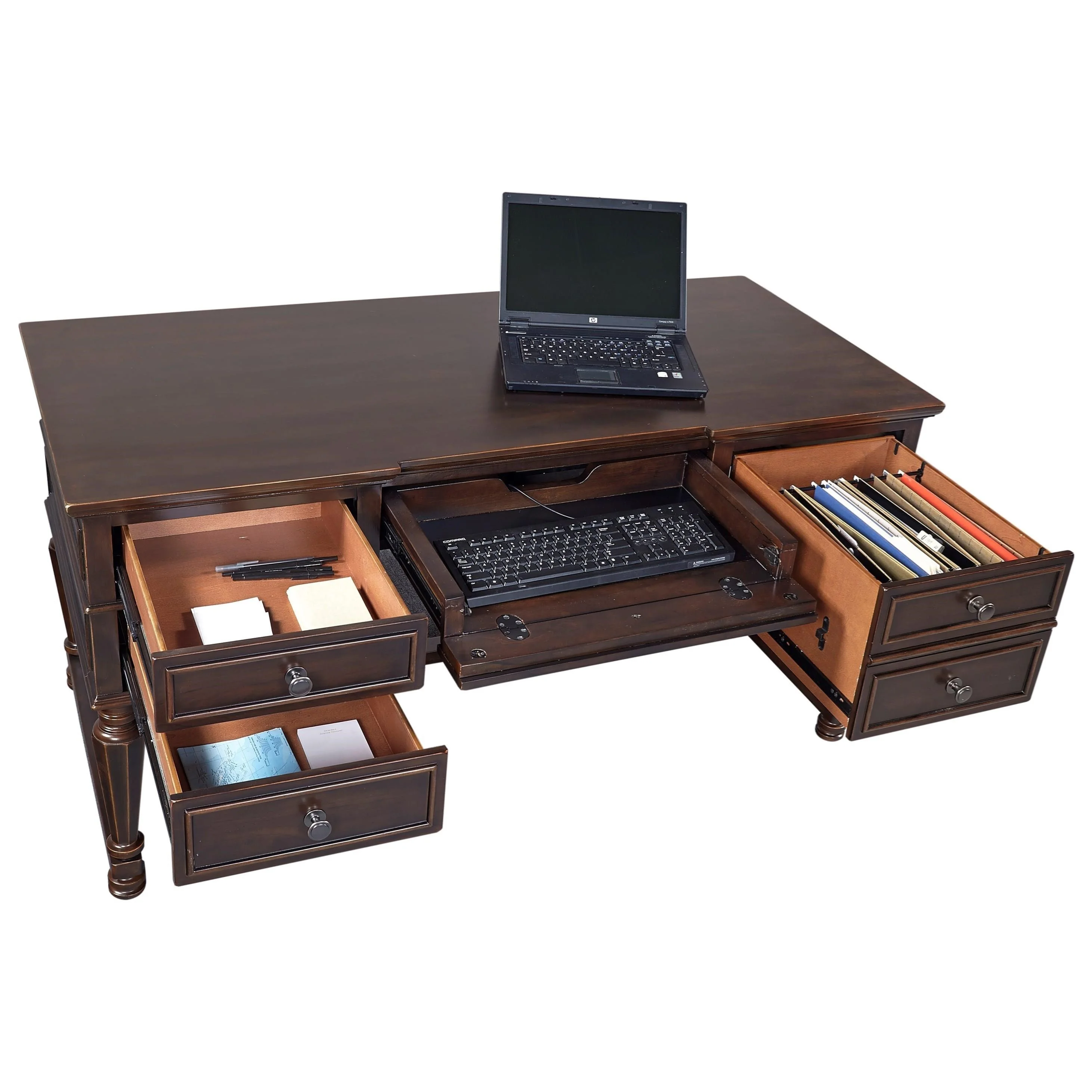 Aspenhome Weston I35-371 60" Half-Ped Desk with 4 Utility Drawers ...