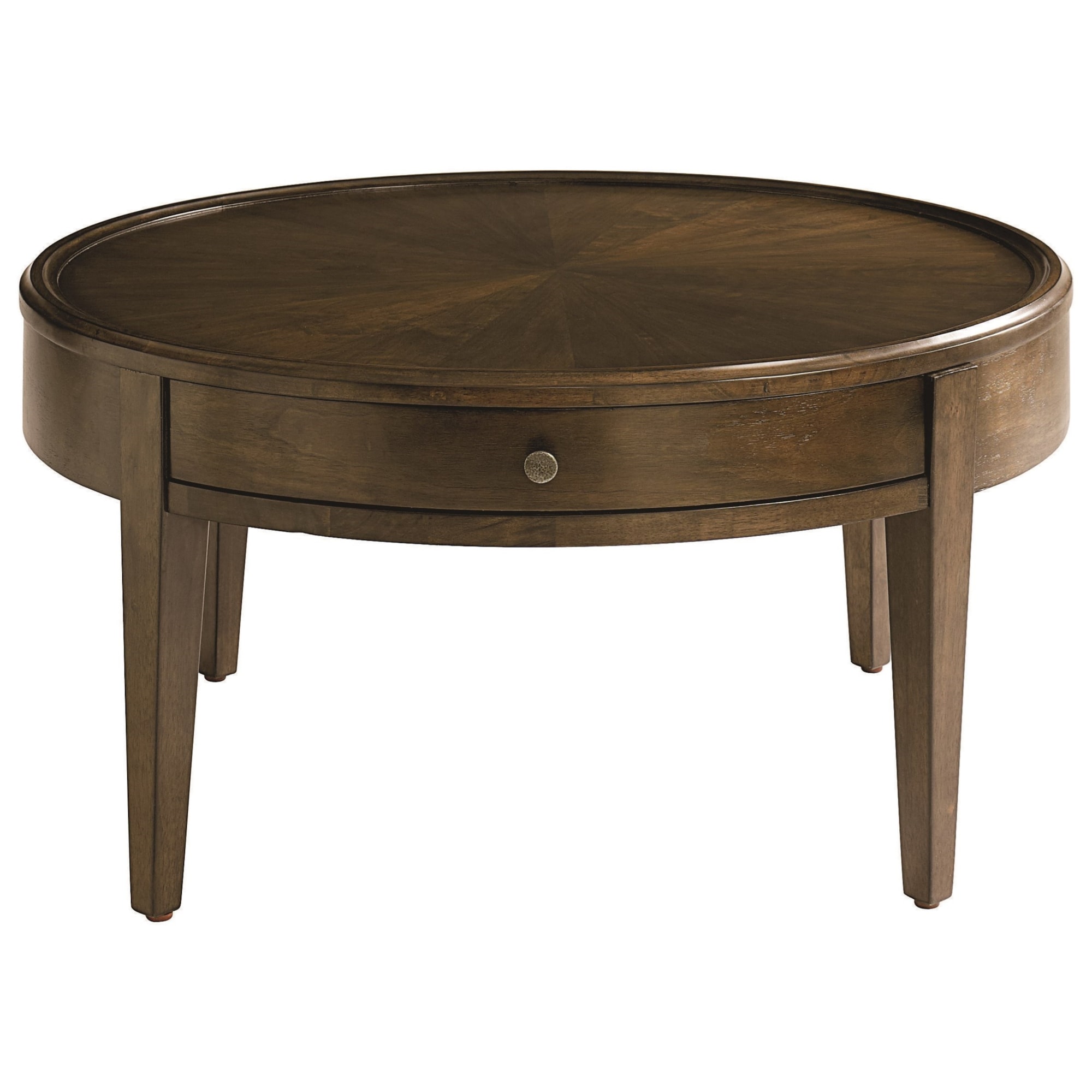 Bassett Palisades 6559-0605 Round Cocktail Table with Drawer | Wayside ...