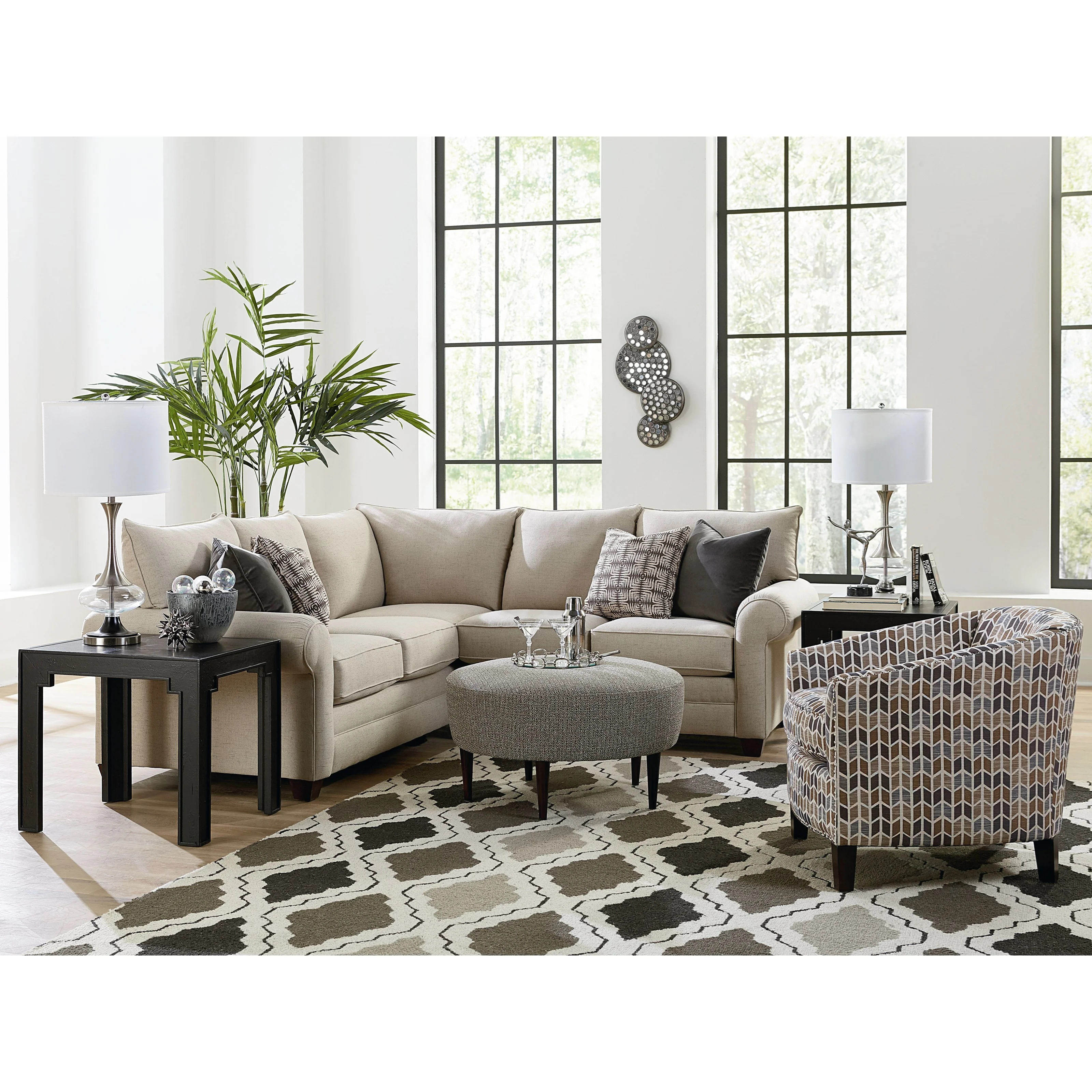 Bassett Cameron 2695-66+41-Beige Transitional 2-Piece Sectional ...