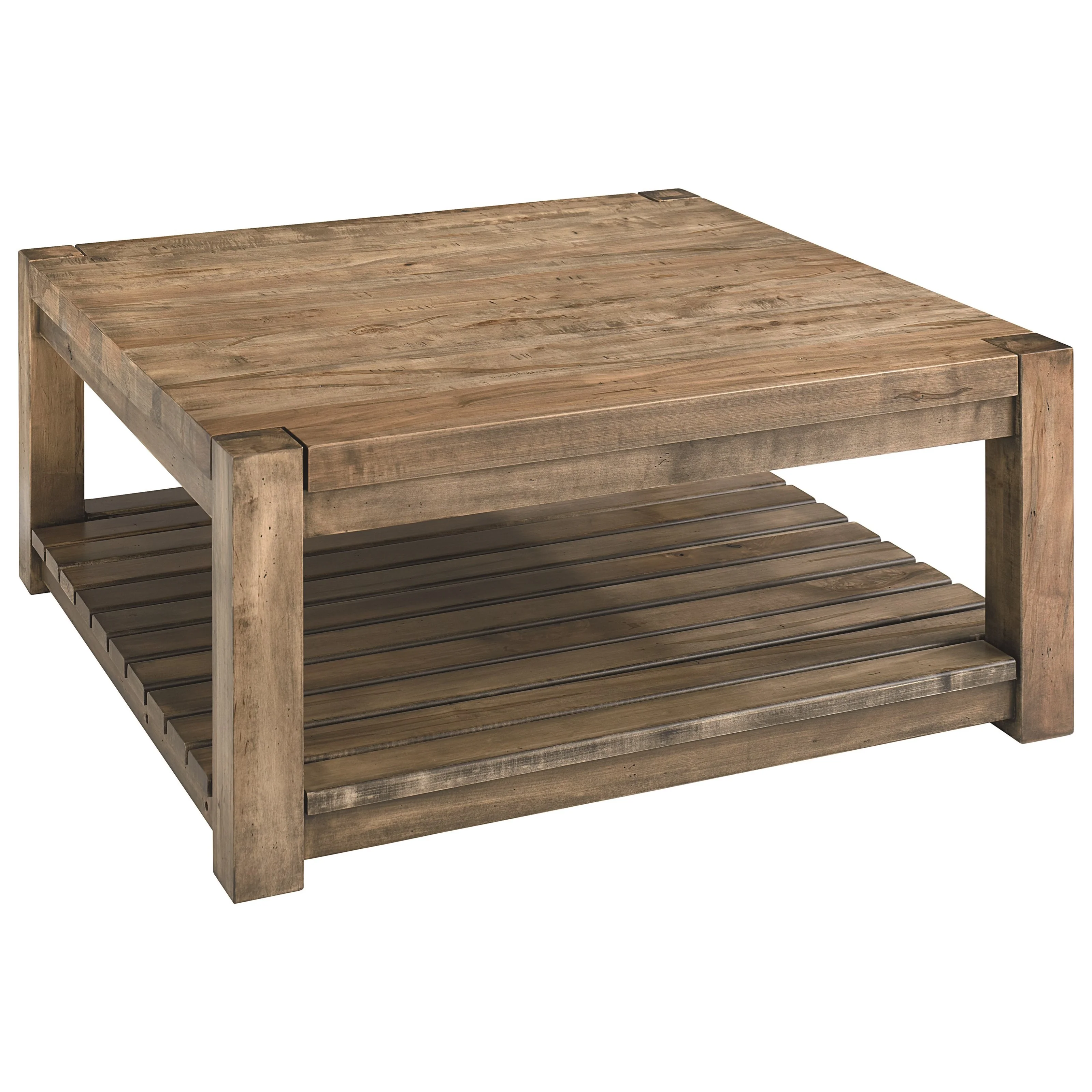 Bassett Hampton Square Cocktail Table with Slatted Shelf | Bassett of ...