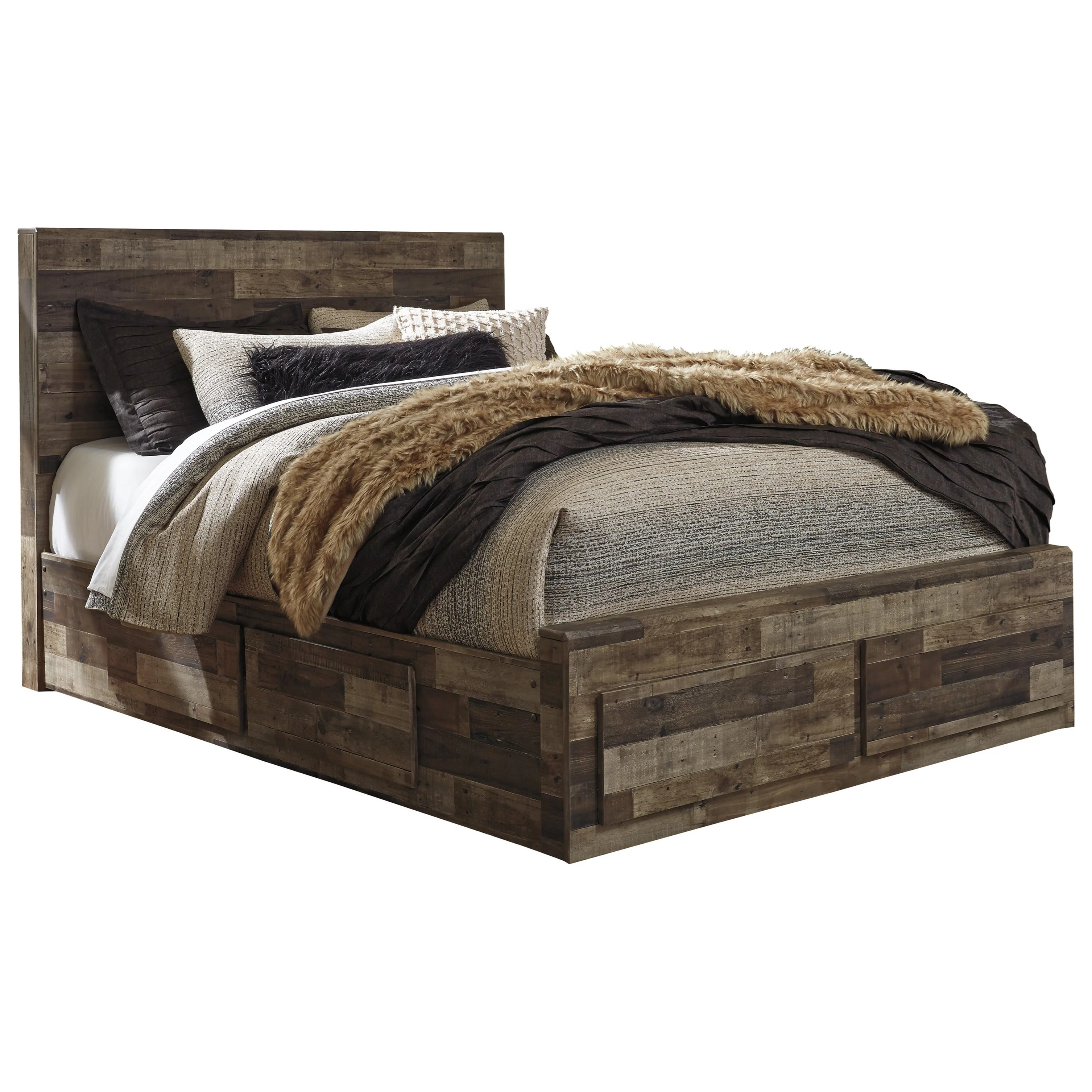 Derekson B200B8 Rustic Modern Queen Storage Bed with 6 Drawers ...