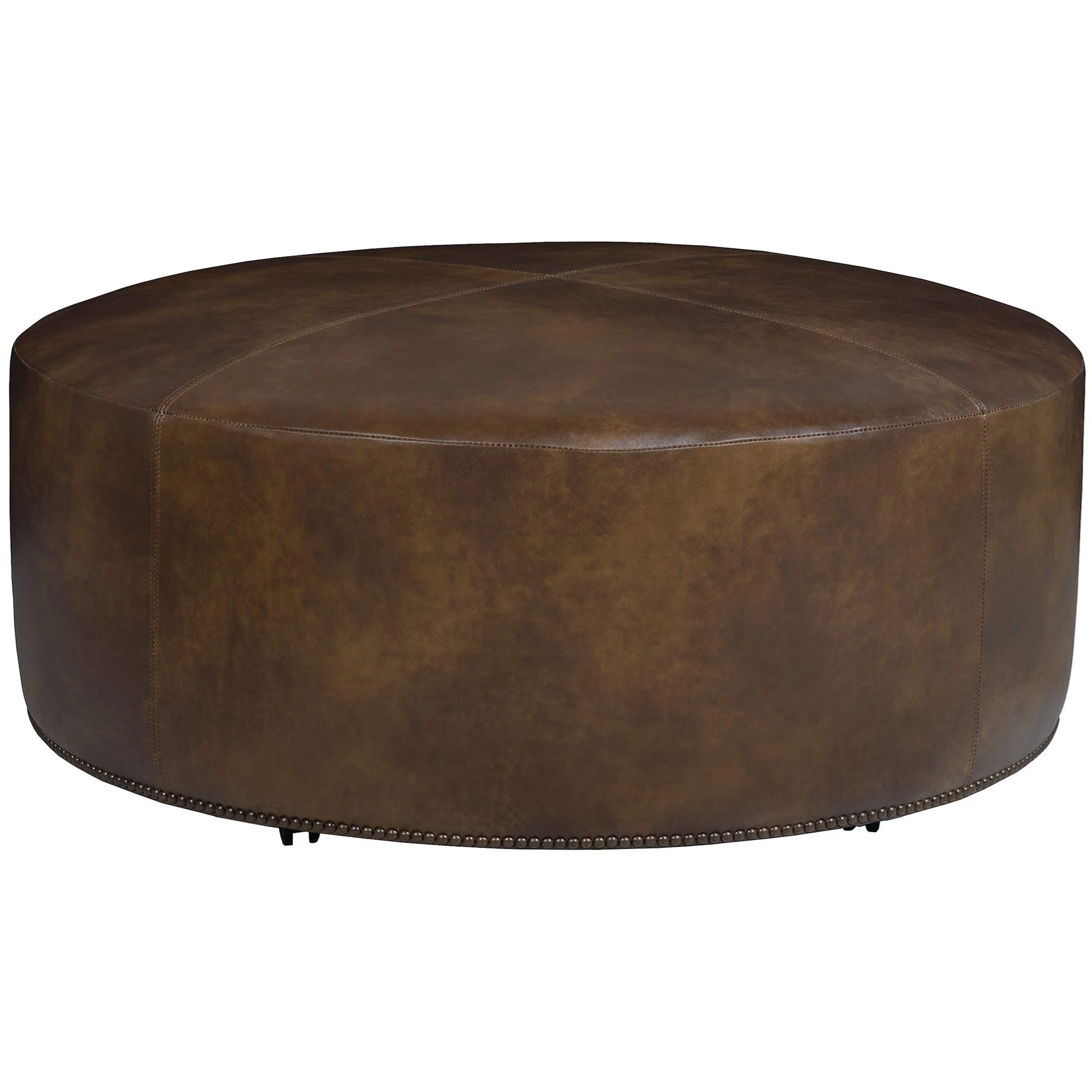 Bernhardt Lolo 3901L Round 48" Cocktail Ottoman with Nailhead Trim ...