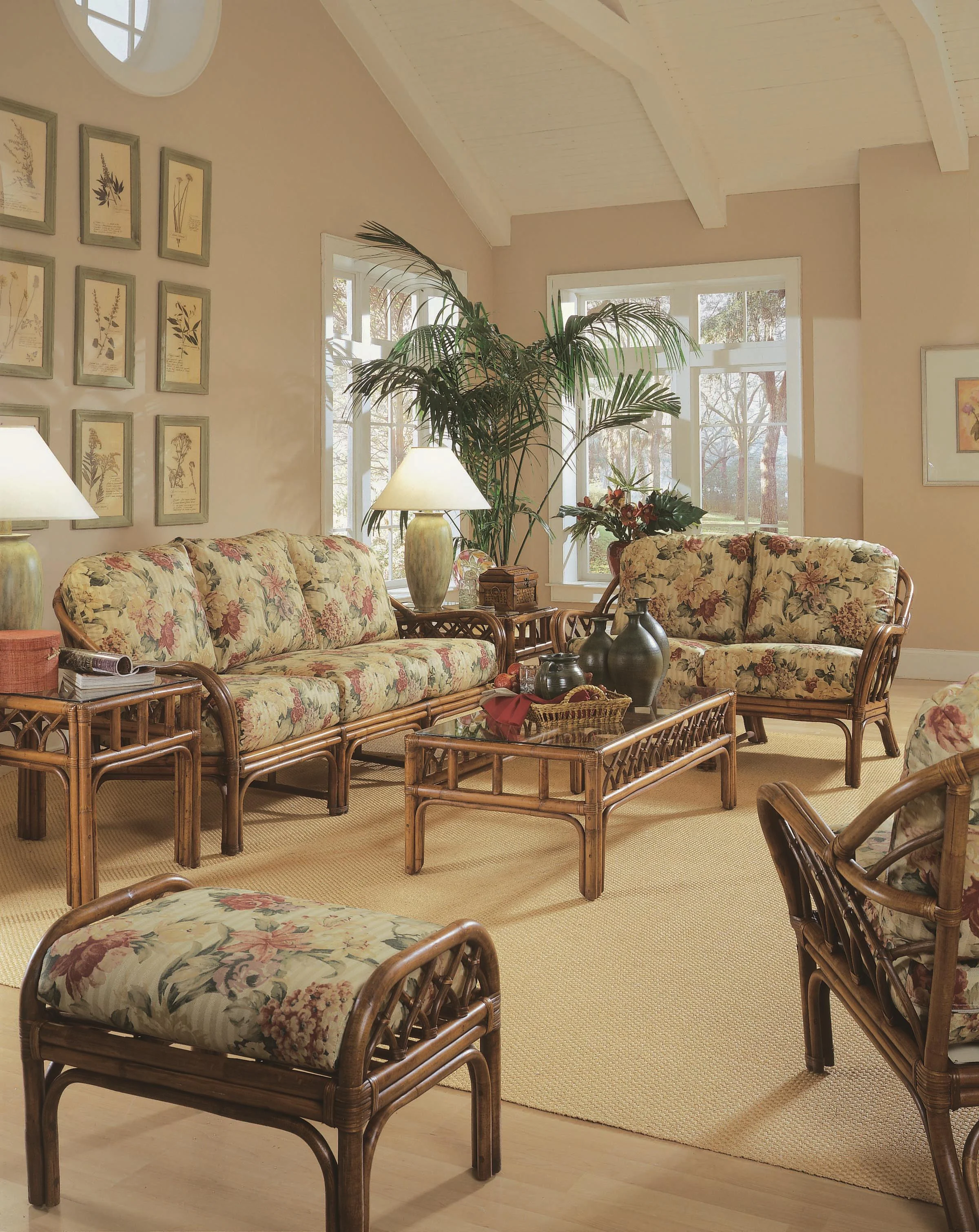 Braxton Culler Edgewater 914-011 Coastal Rattan Sofa with English Arms ...