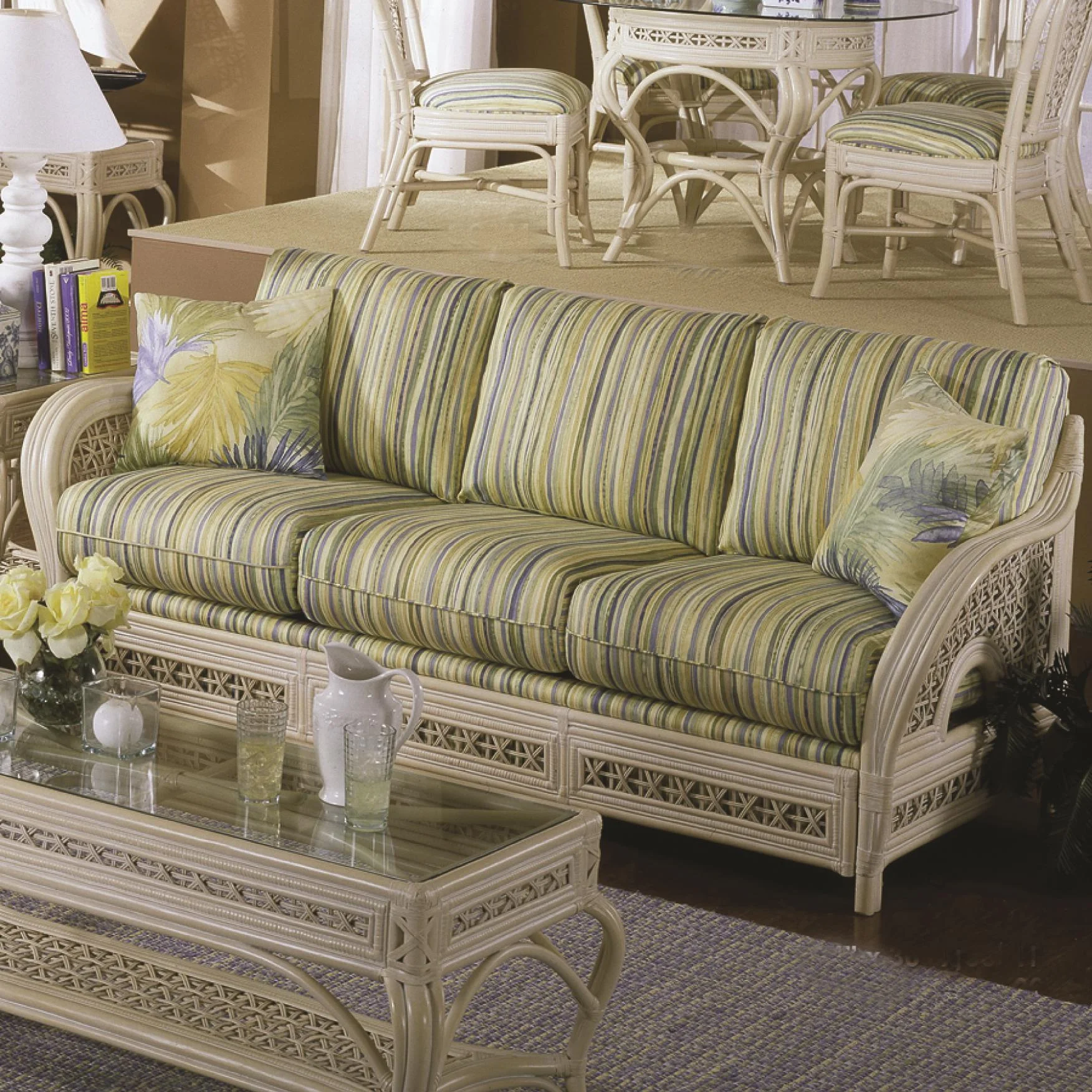 Capris Furniture 341 Collection S341 Wicker Rattan Framed Sofa With ...