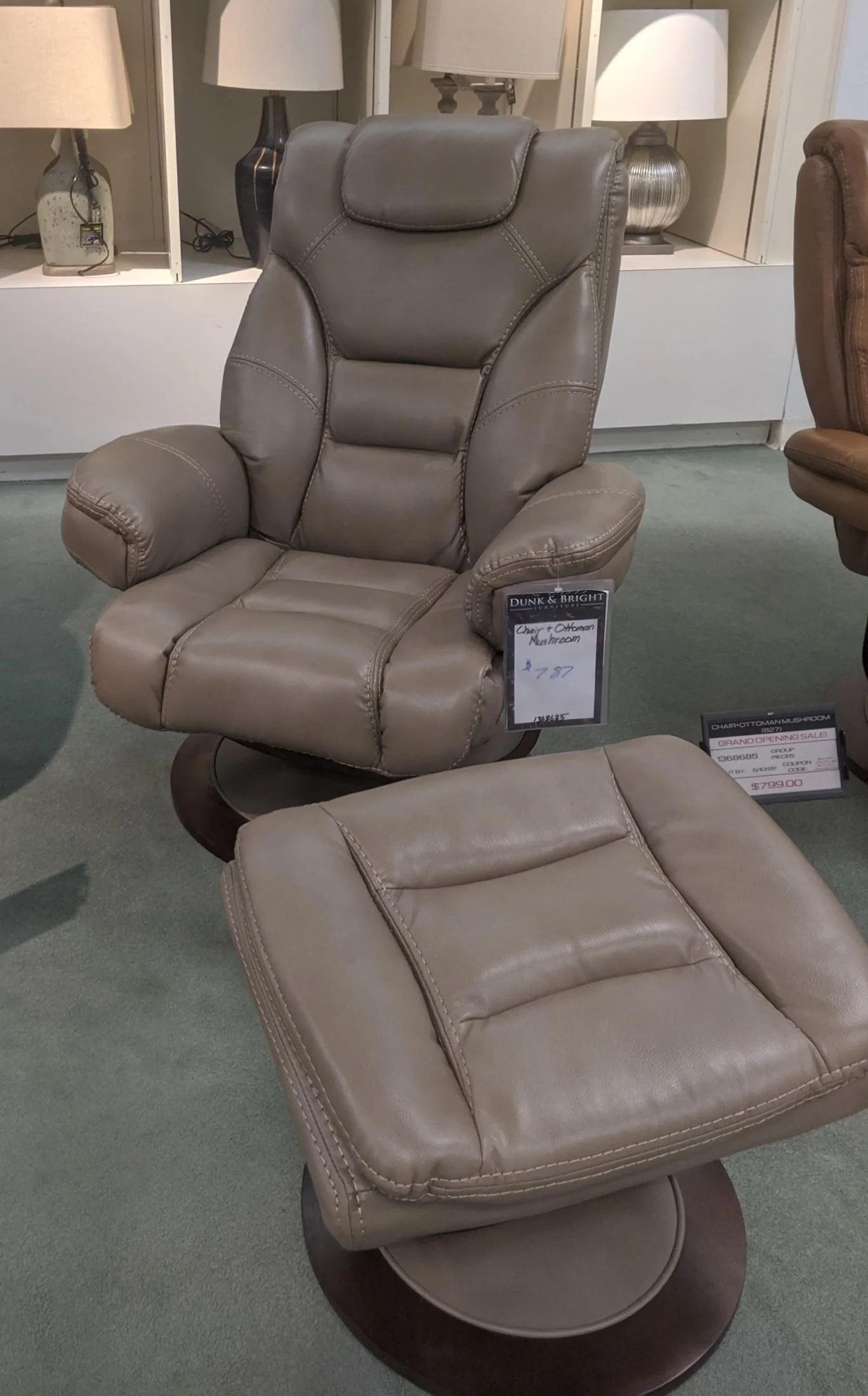 Cheers K827 1368685 Bolero Oyster Recliner and Ottoman | Dunk & Bright ...