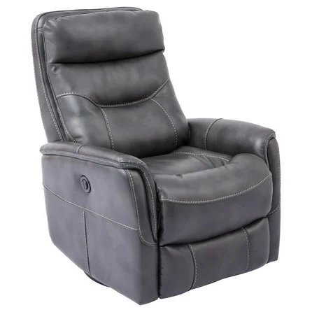 Cheers K887 887-L1-1QSE3720 Power Leather Swivel Recliner in Charcoal ...