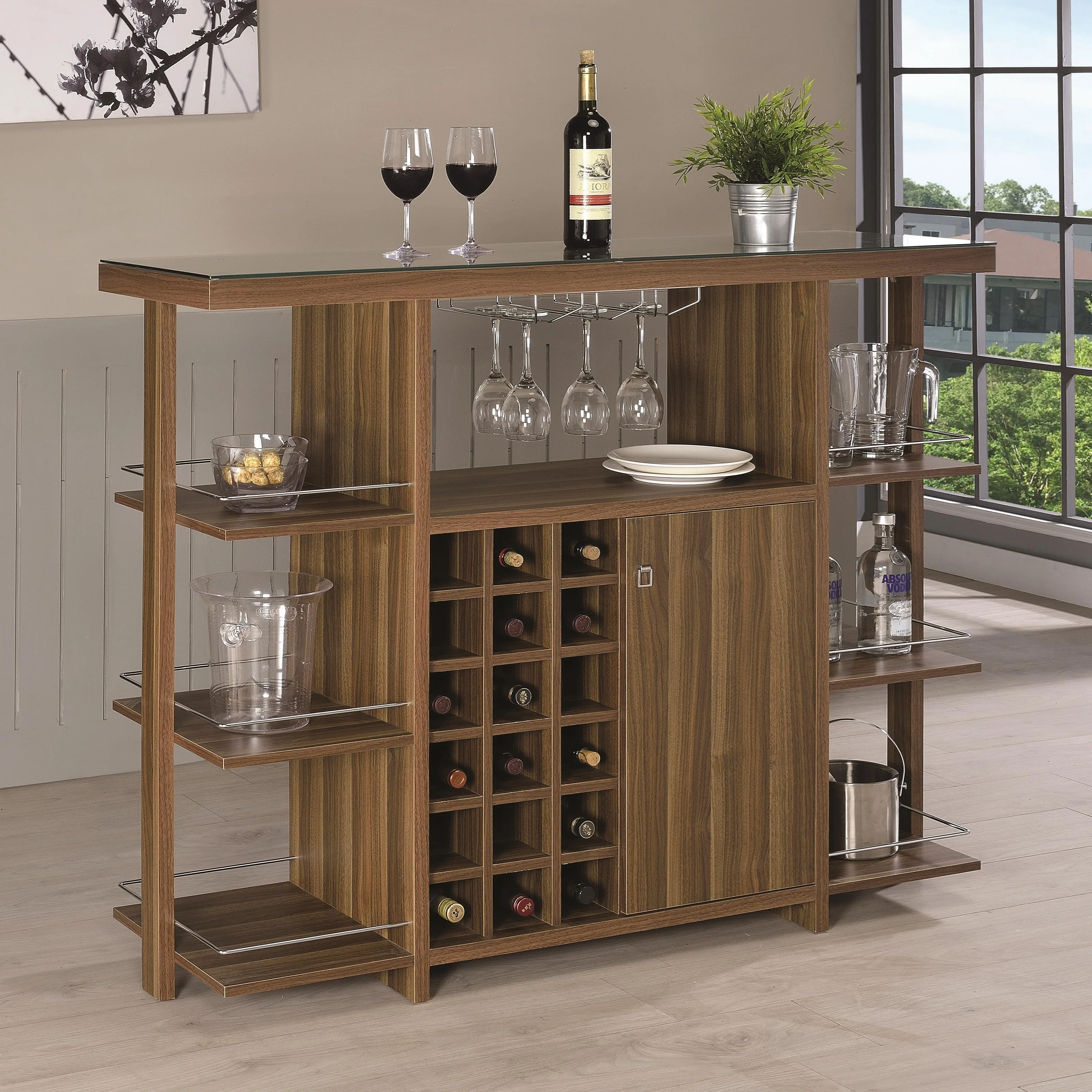 Coaster (old) Bar Units and Bar Tables 100439 Modern Bar Unit with Wine ...