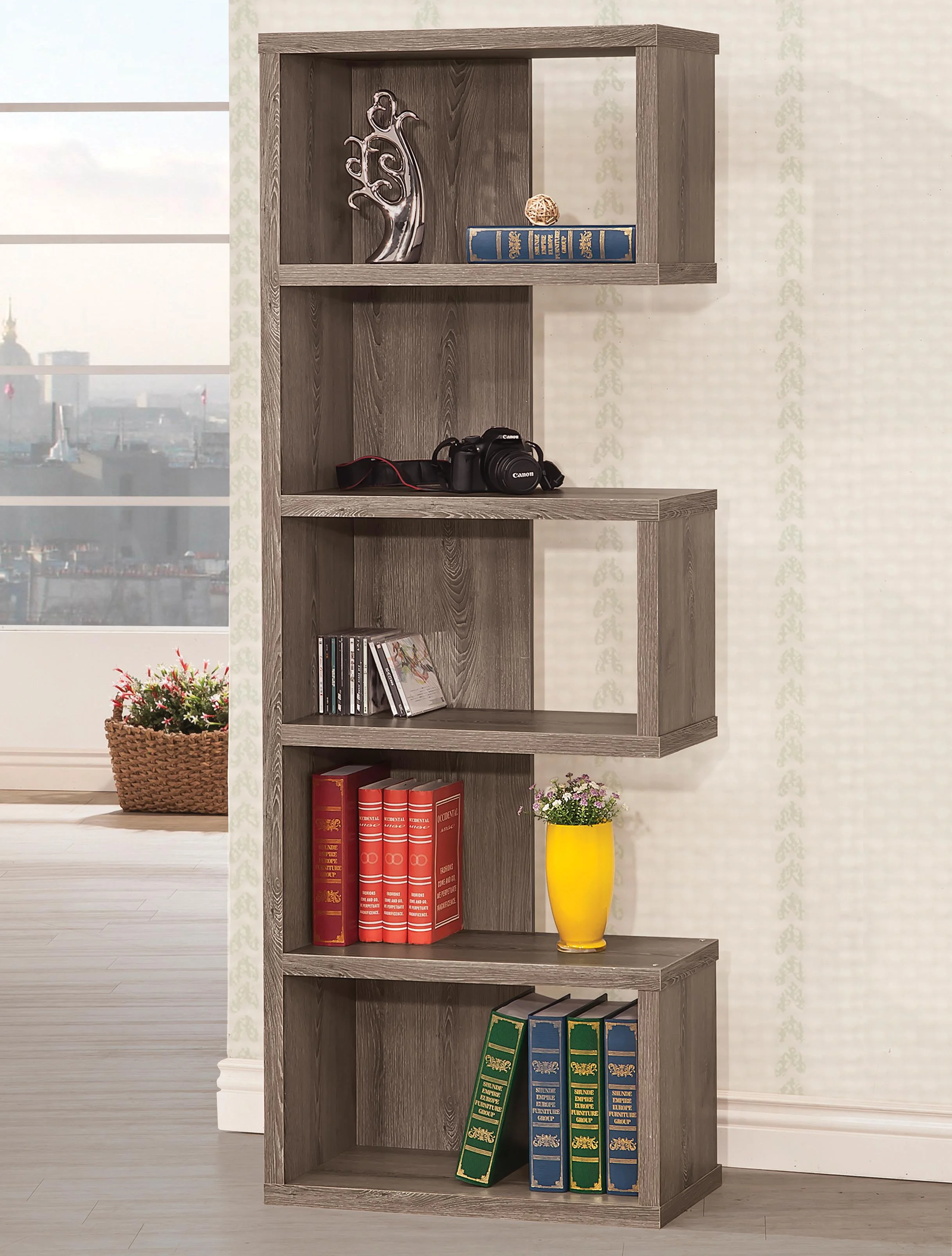 Coaster Bookcases 800552 Weathered Grey Semi-Backless Bookcase | A1 ...