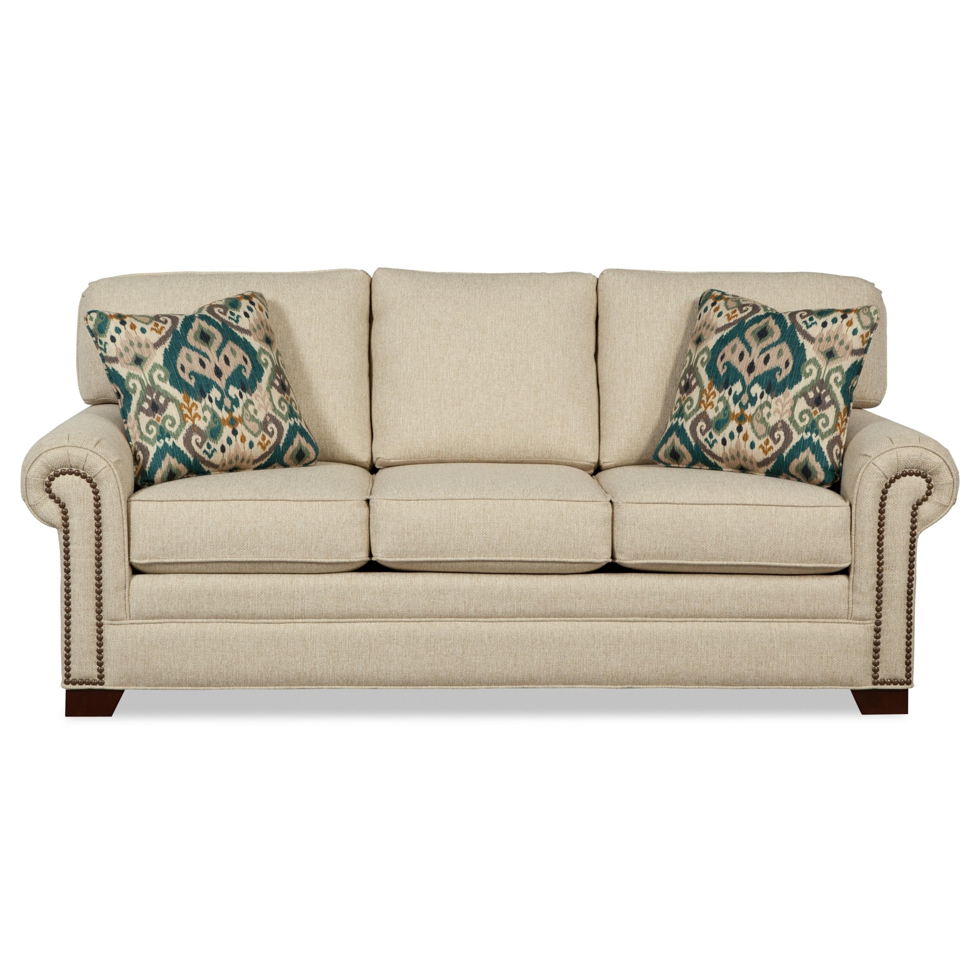 Craftmaster 7565 756550-68 Transitional Sleeper Sofa with Large Rolled Arms and Brass Nailheads ...