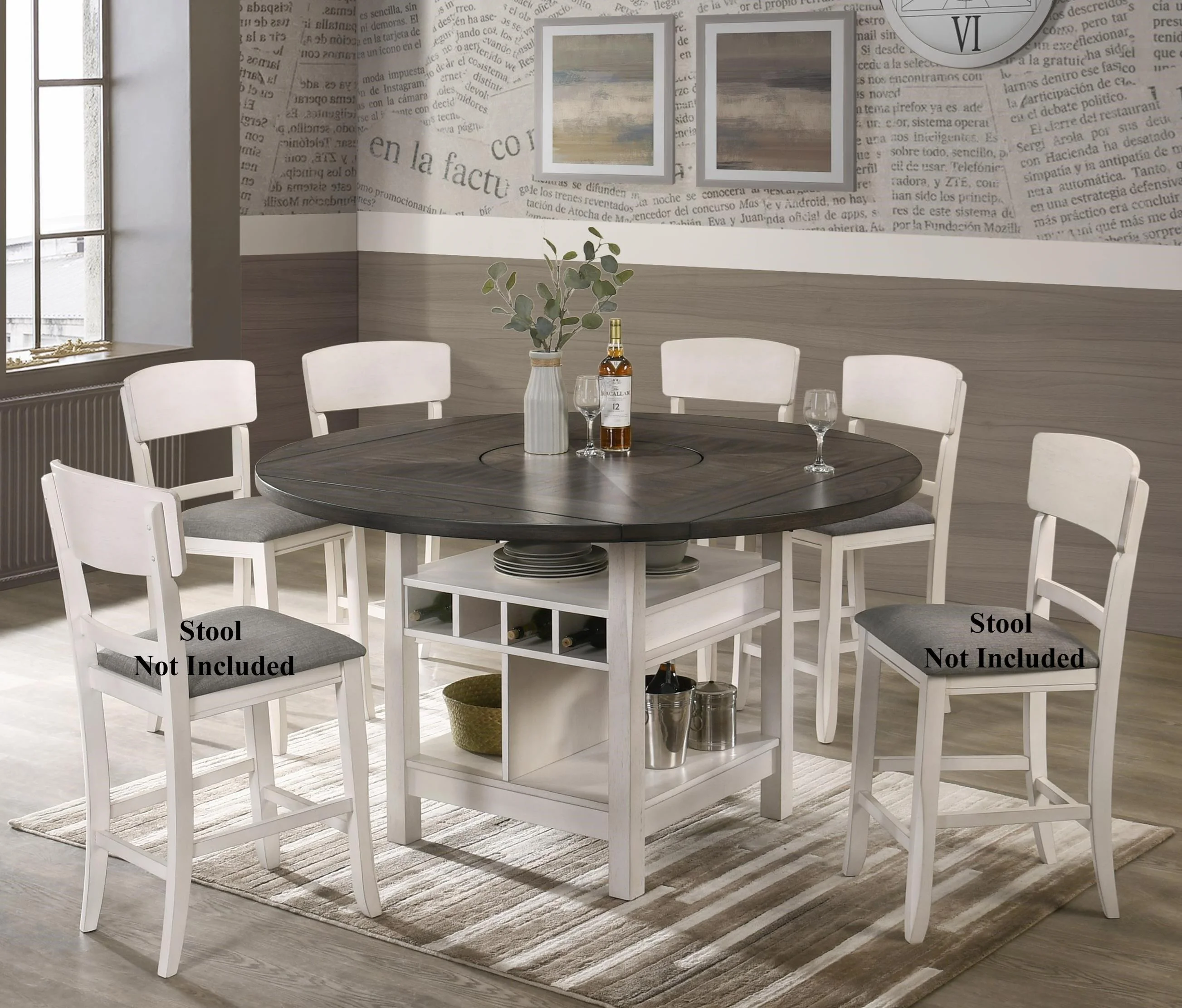 Crown Mark Conner 2849CG-T-LEG+TOP+4xS-24 Contemporary 5 Piece Table ...