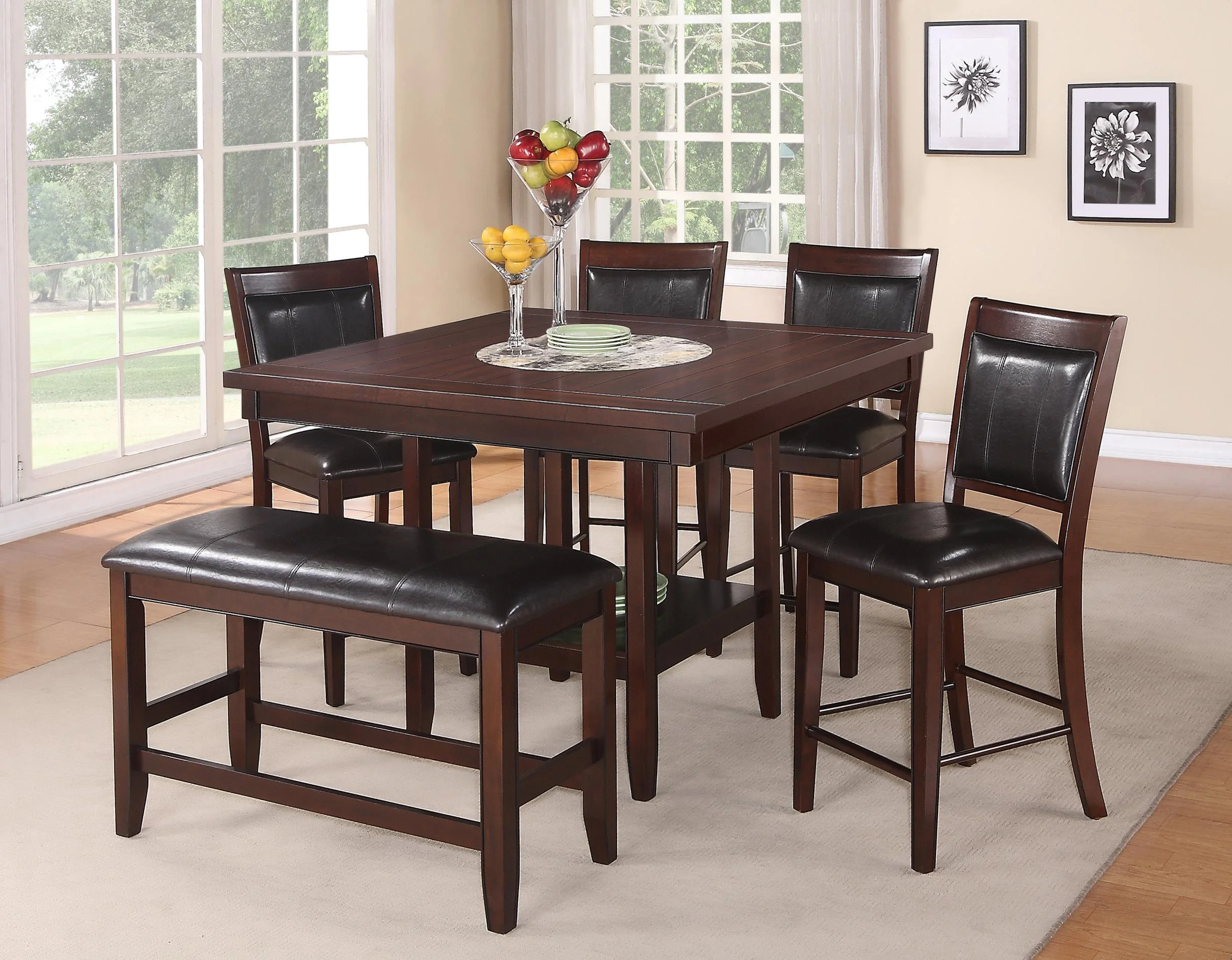 Crown Mark Fulton 2727T-4848 Counter Height Dining Table with Lazy ...