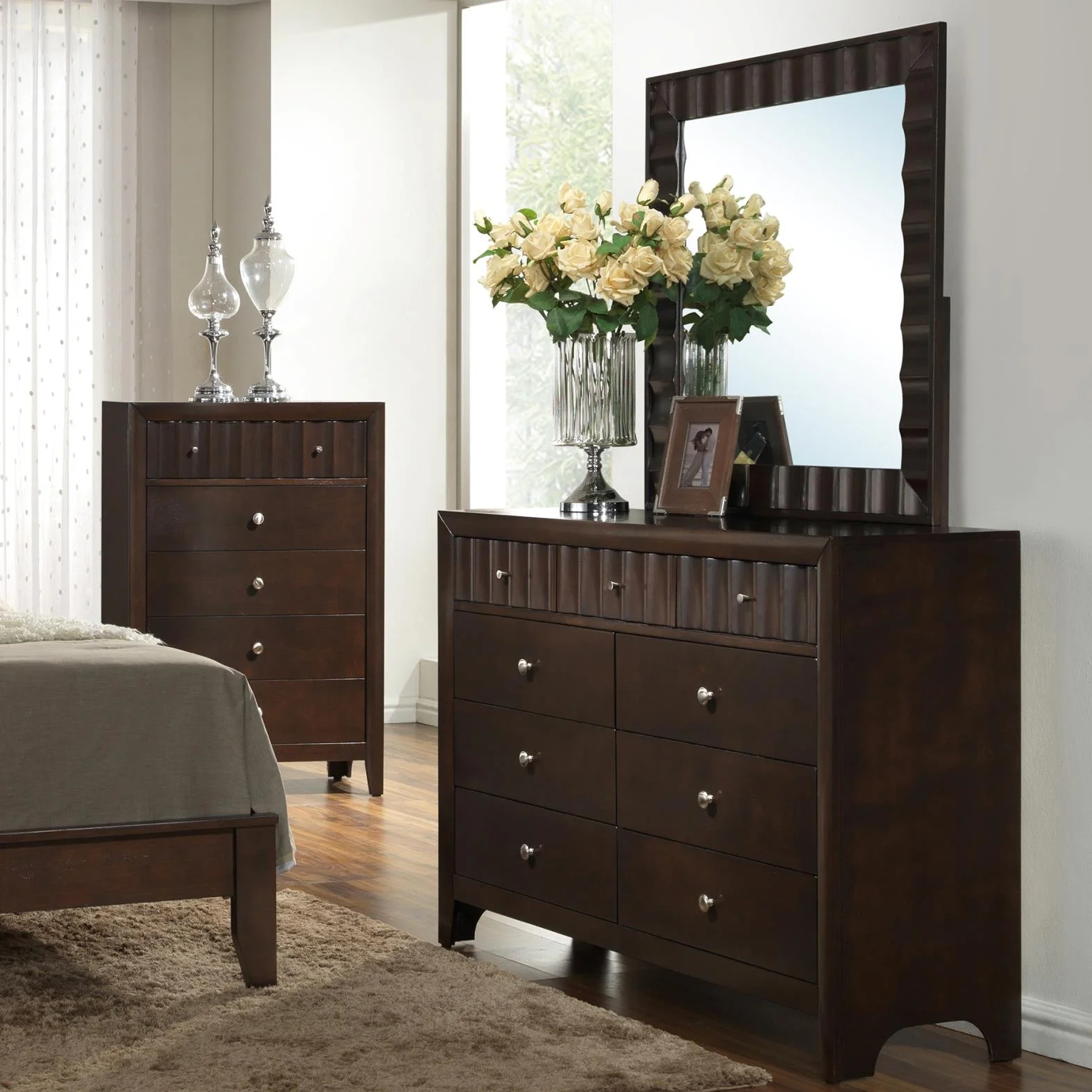 Crown Mark Nadine B4900-1x1+B4900-11x1 Dresser and Mirror Set with ...