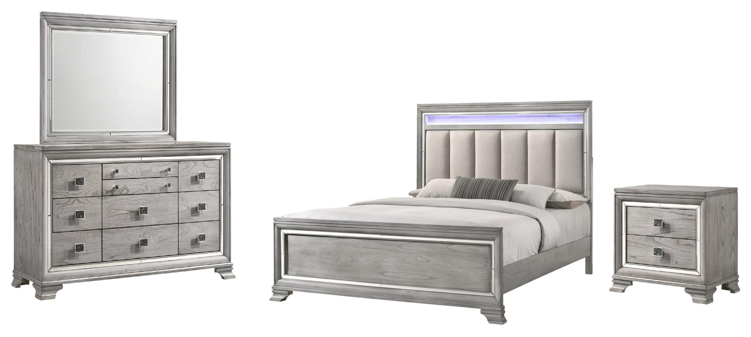 CM Vail B7200-4PC-Q Queen Bed Dresser Mirror and 1 Nightstand | Del Sol ...