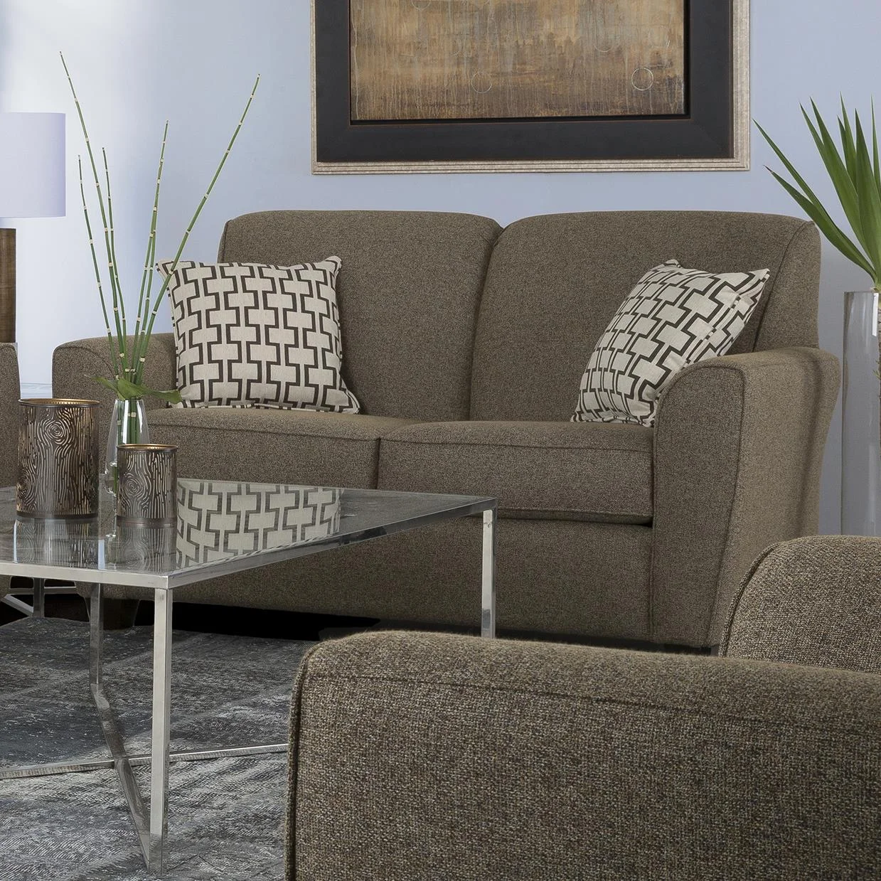 Decor-Rest 2404 2404 LOVESEAT Transitional Loveseat with Flared Arms ...