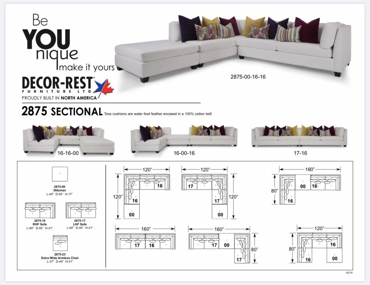 Decor-Rest 2875 2875 OTTOMAN+2xRHF SOFA Casual Sectional Sofa with ...