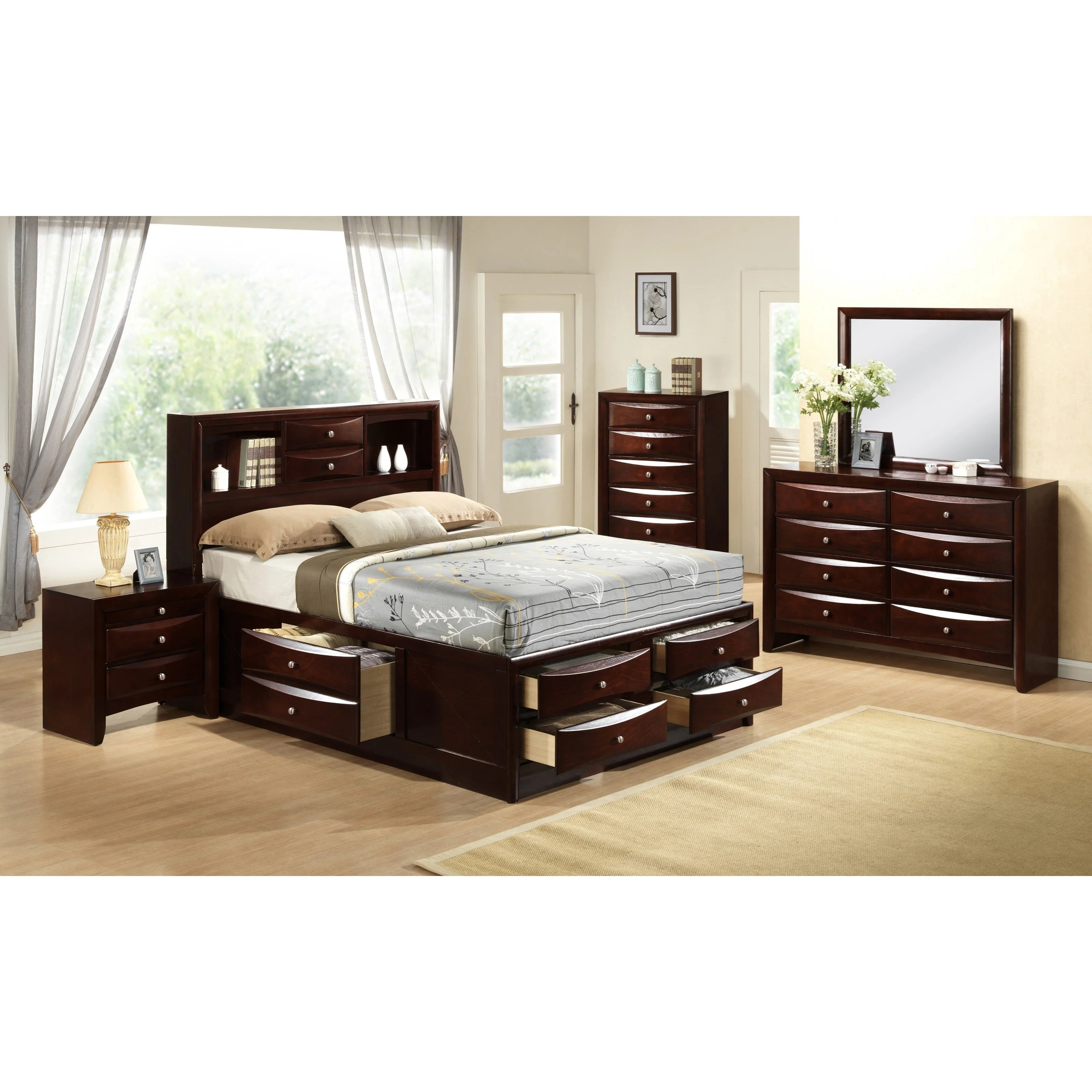 Elements International Emily EM300Q6PC Queen 6-Piece Storage Bedroom ...
