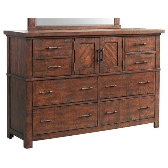 Elements International Jax JX600DR Rustic Dresser with Inlay Panel ...
