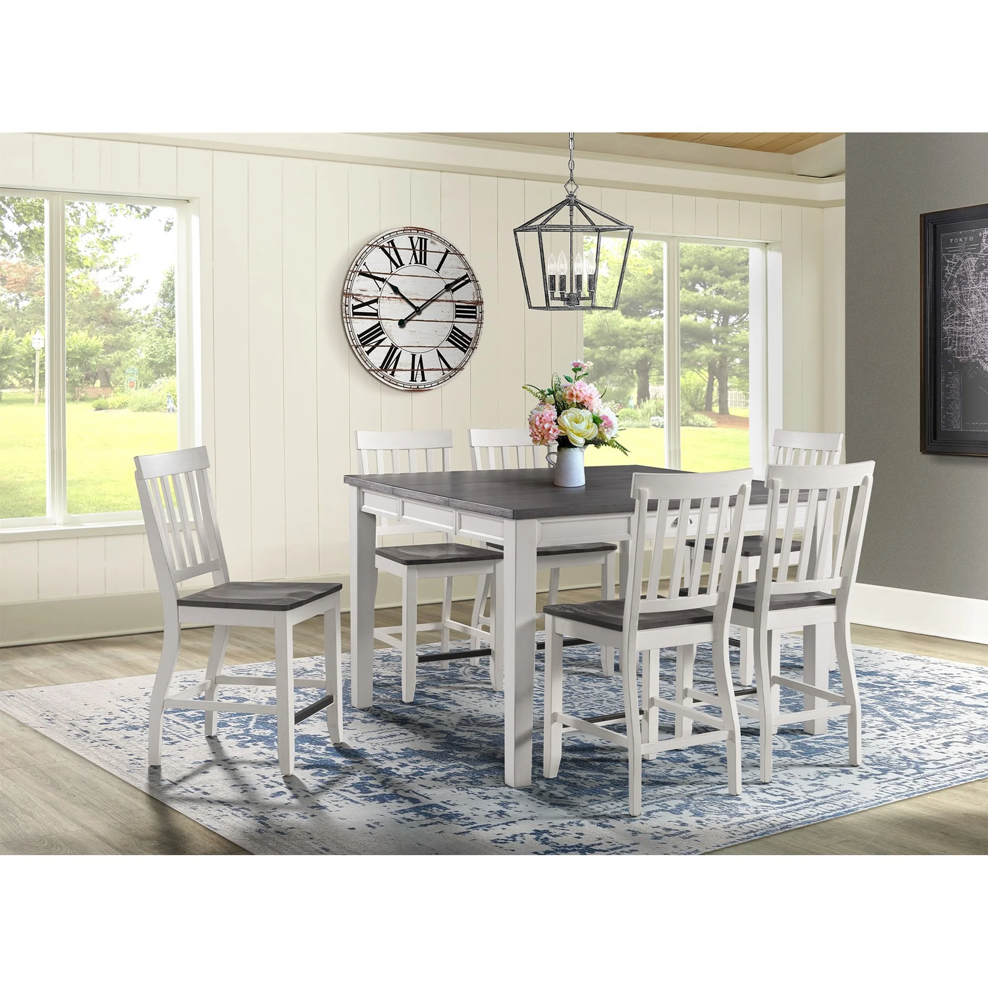 Elements International Kayla DKY350C7PC 7-Piece Counter Height Dining ...
