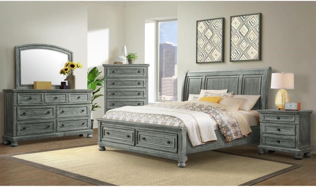 Elements Kingston KT900KSB Sleigh King Bed with Footboard Drawers ...