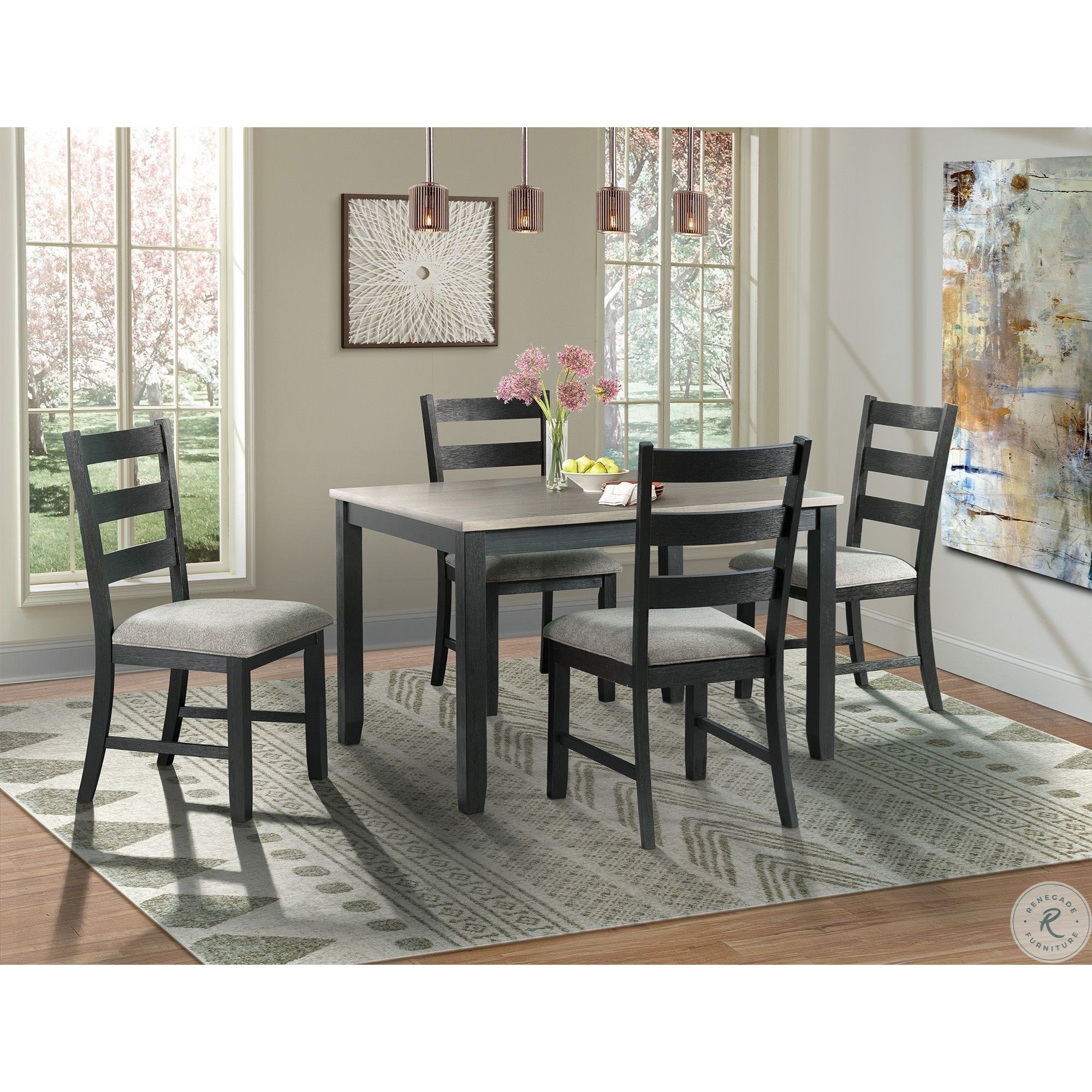 Elements Martin DMT3005DS Rustic Dining Table and Chair Set for 4 ...