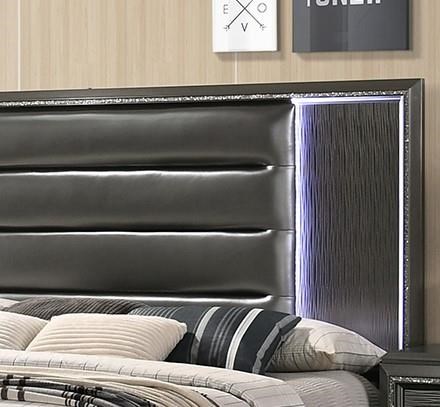 Elements Moonstone MN600-TW-BED Twin Upholstered Bed with LED Lights ...