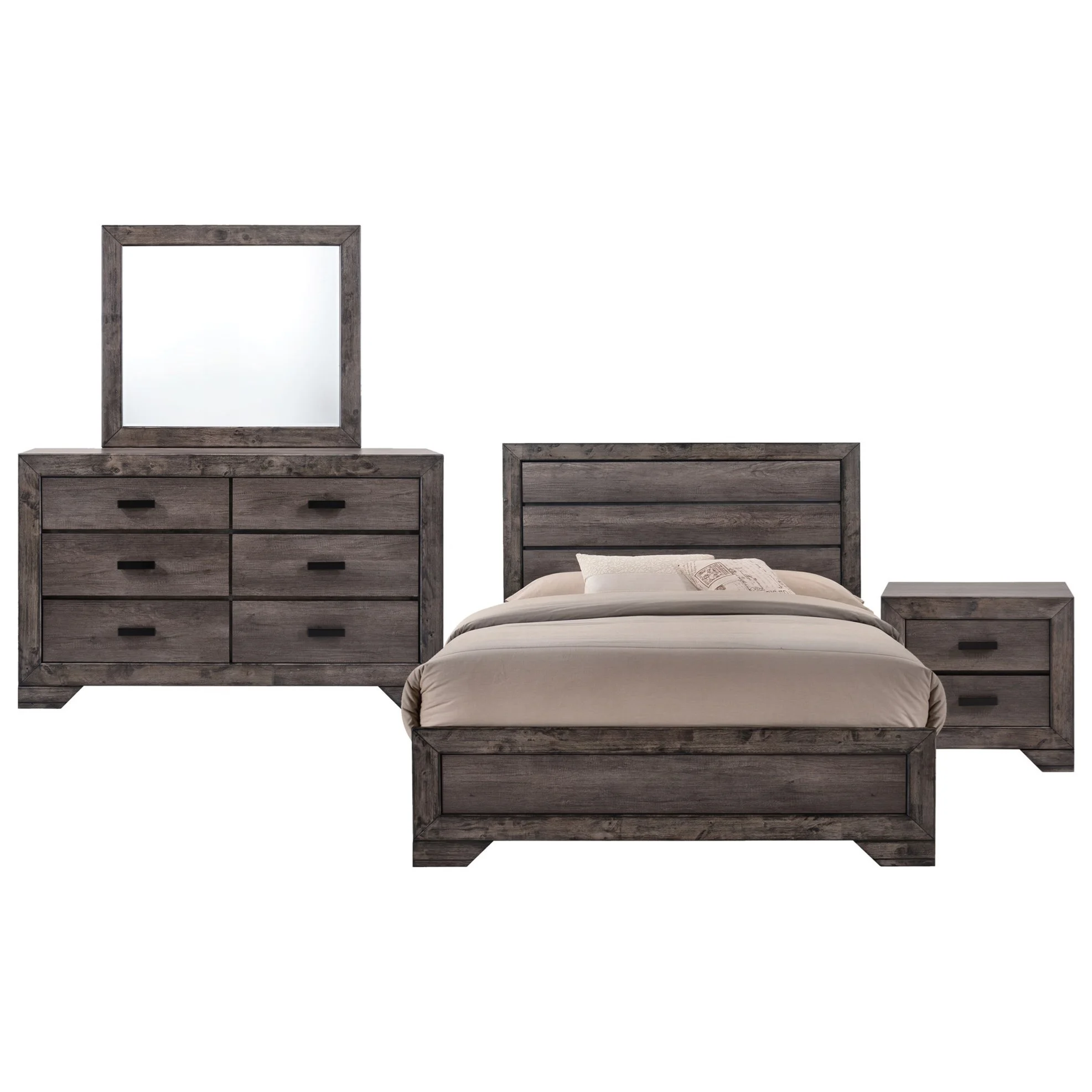 Elements International Nathan NH100KB4PC Rustic 4-Piece King Bedroom ...