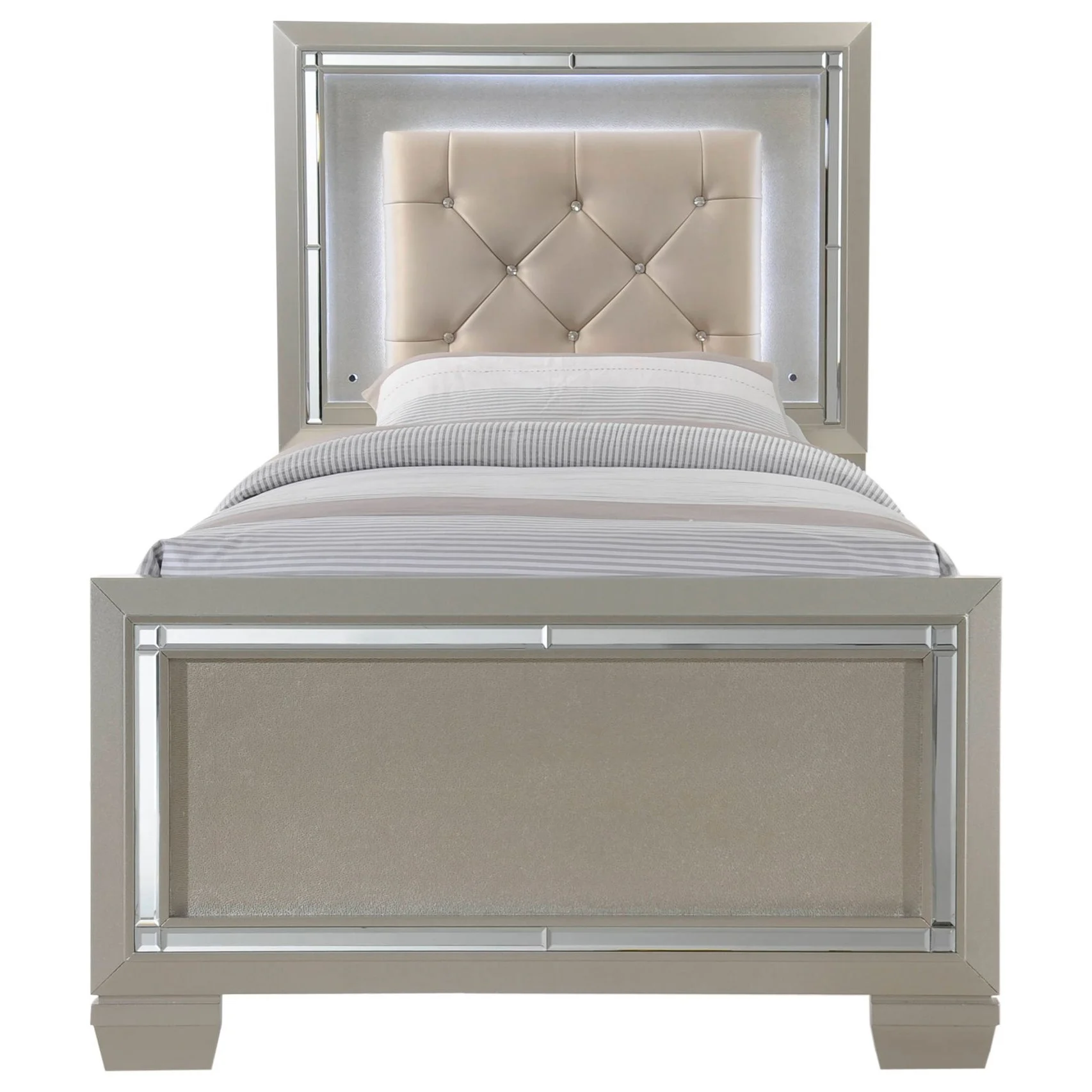 Elements Platinum LT111TB Twin Upholstered Bed with Mood Backlighting ...