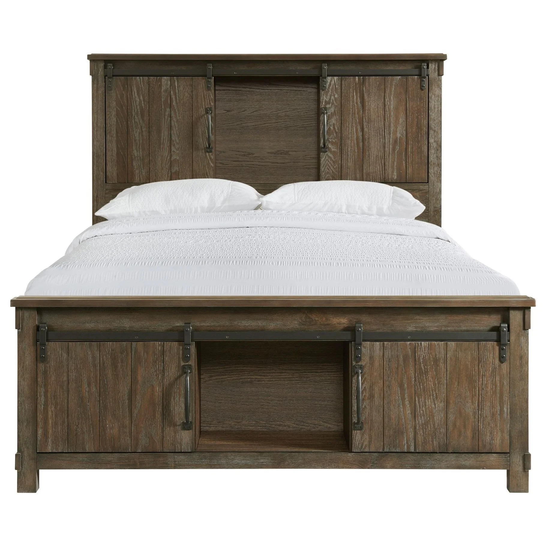 Elements International Scott SC370QB Modern Farmhouse Queen Bed with ...