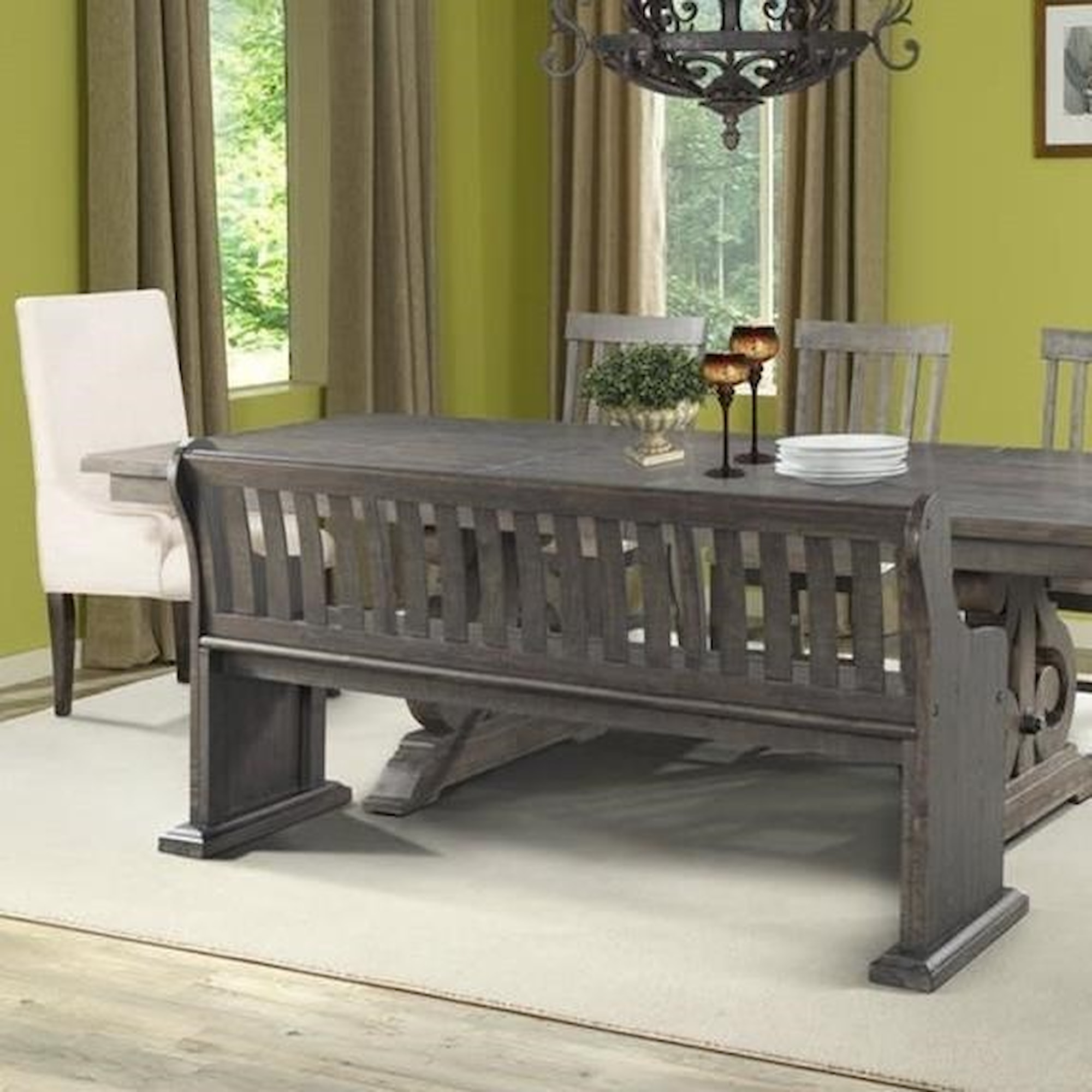 Elements International Stone DST100PW Pew Dining Bench | Del Sol ...