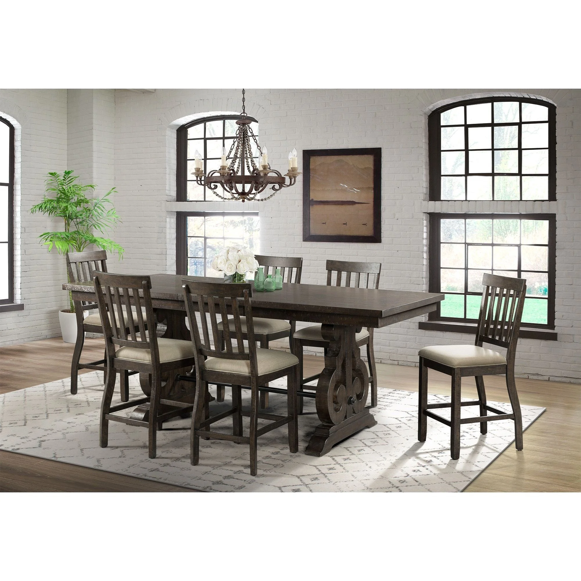 Elements Stone DST190C7PC 7-Piece Counter Height Dining Set | Royal Furniture | Dining Set