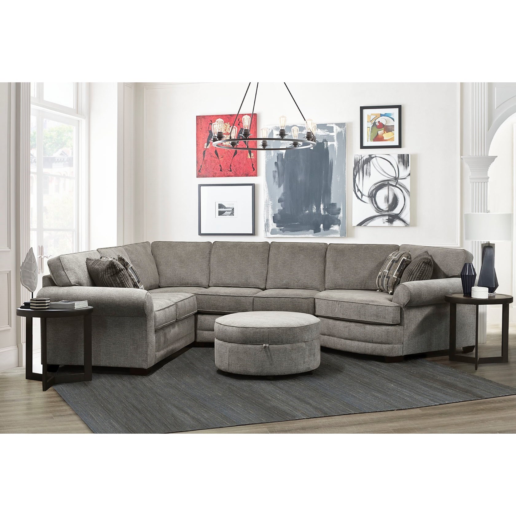 England 5630 Series 2760563 4-Piece Sectional Sofa with Cuddler | Dunk ...
