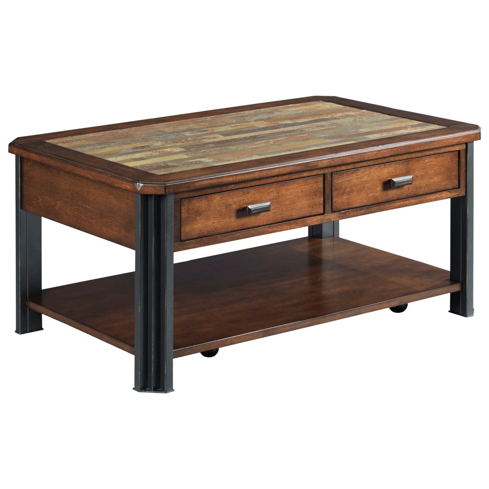 England Slaton H675913 Rustic Small Rectangular Cocktail Table with Two ...