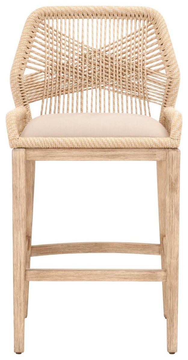 Essentials for Living Woven 6808BS.SND.LGRY.NG LOOM BAR STOOL Sand Rope Light Gray Natural Gray Mahogany Jacksonville Furniture Mart Bar Stools