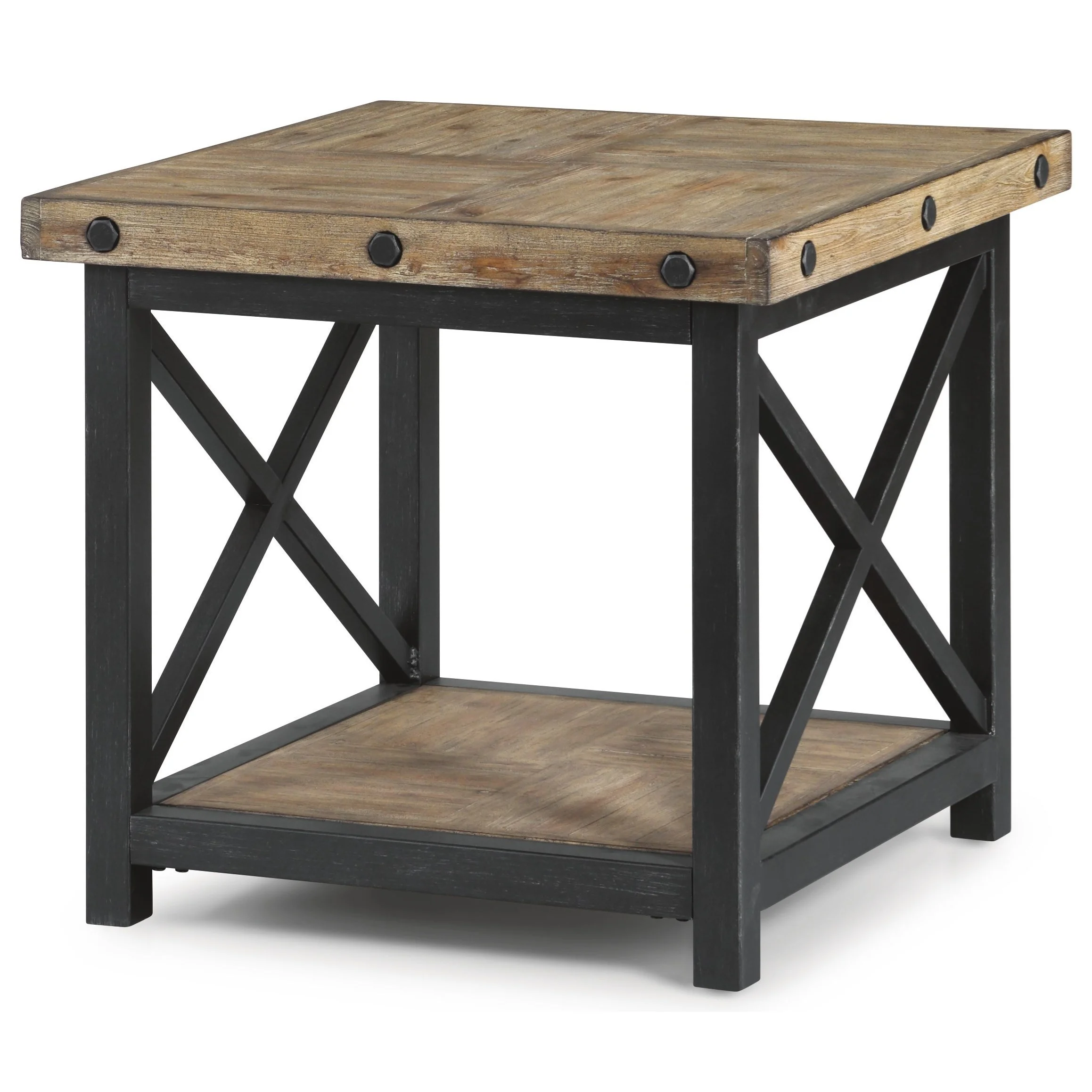 Flexsteel Statements Carpenter 6723-02 Square End Table with Wood Plank ...