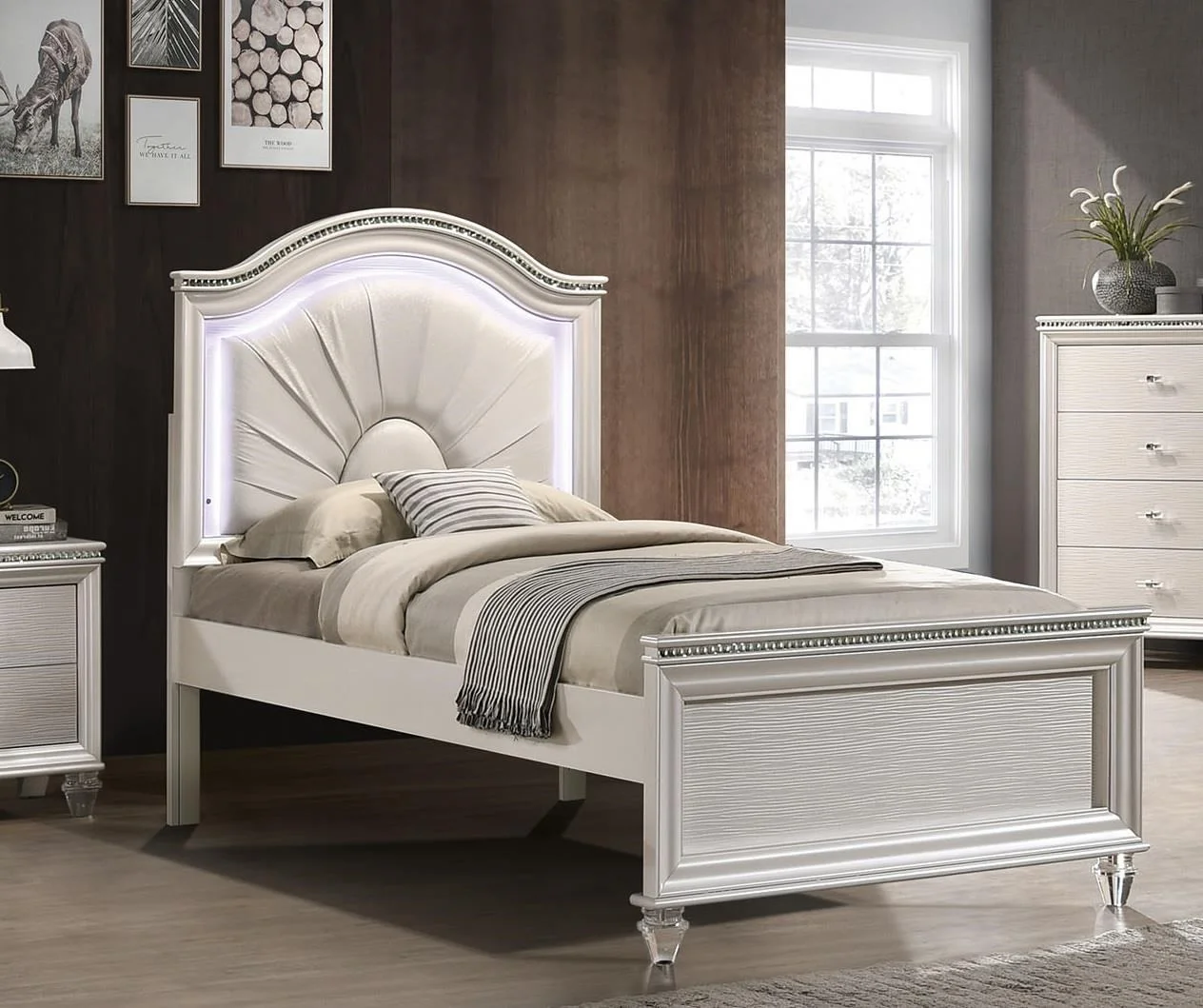 Furniture of America - FOA Allie CM7901T-BED Contemporary Glam Twin Bed ...