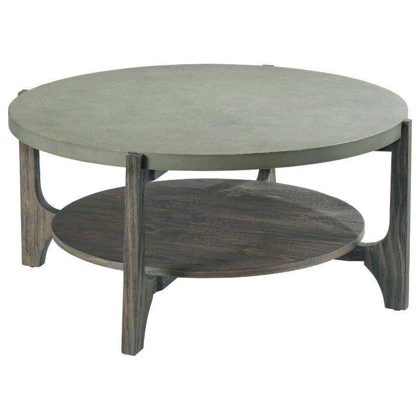 Hammary Delray 349.962911 Industrial Round Coffee Table with Concrete ...