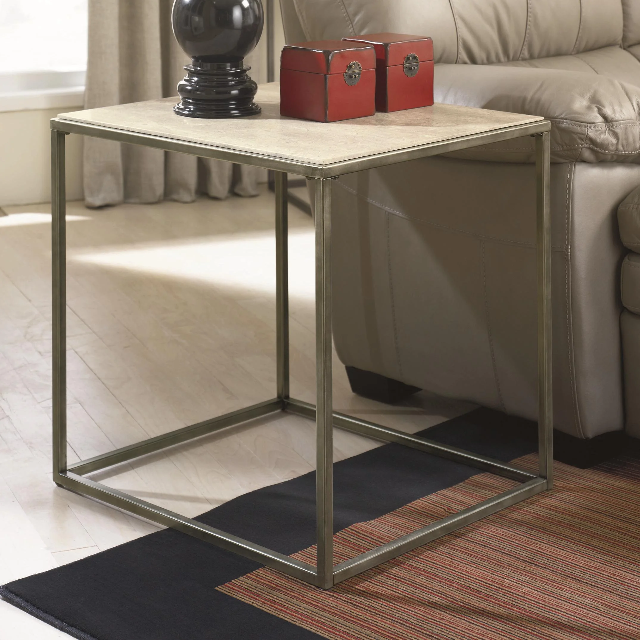 Hammary Modern Basics 633126001 Rectangular End Table with Bronze ...