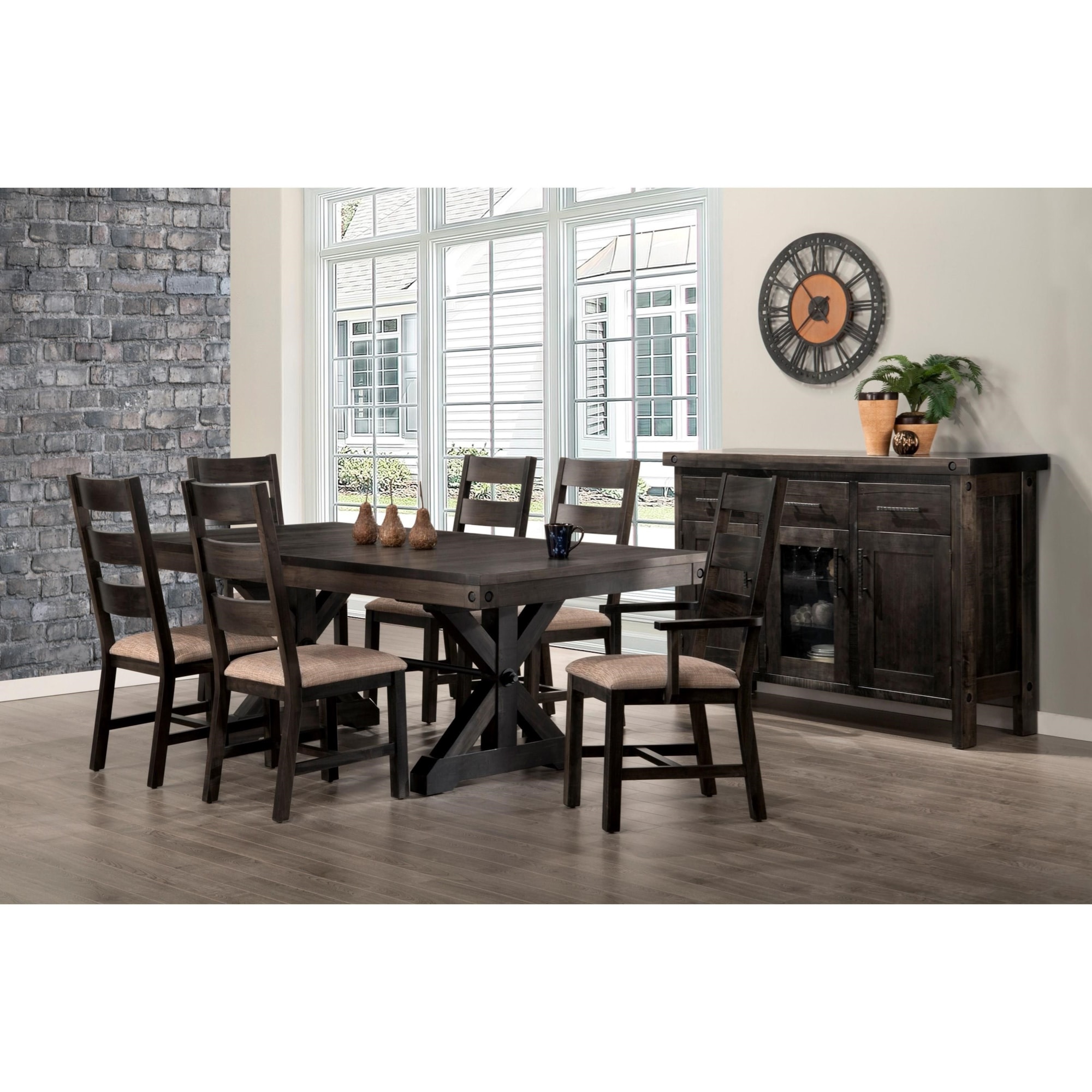 Handstone Rafters P-RA4260-2 42x60" Trestle Table with 2 Leaves ...