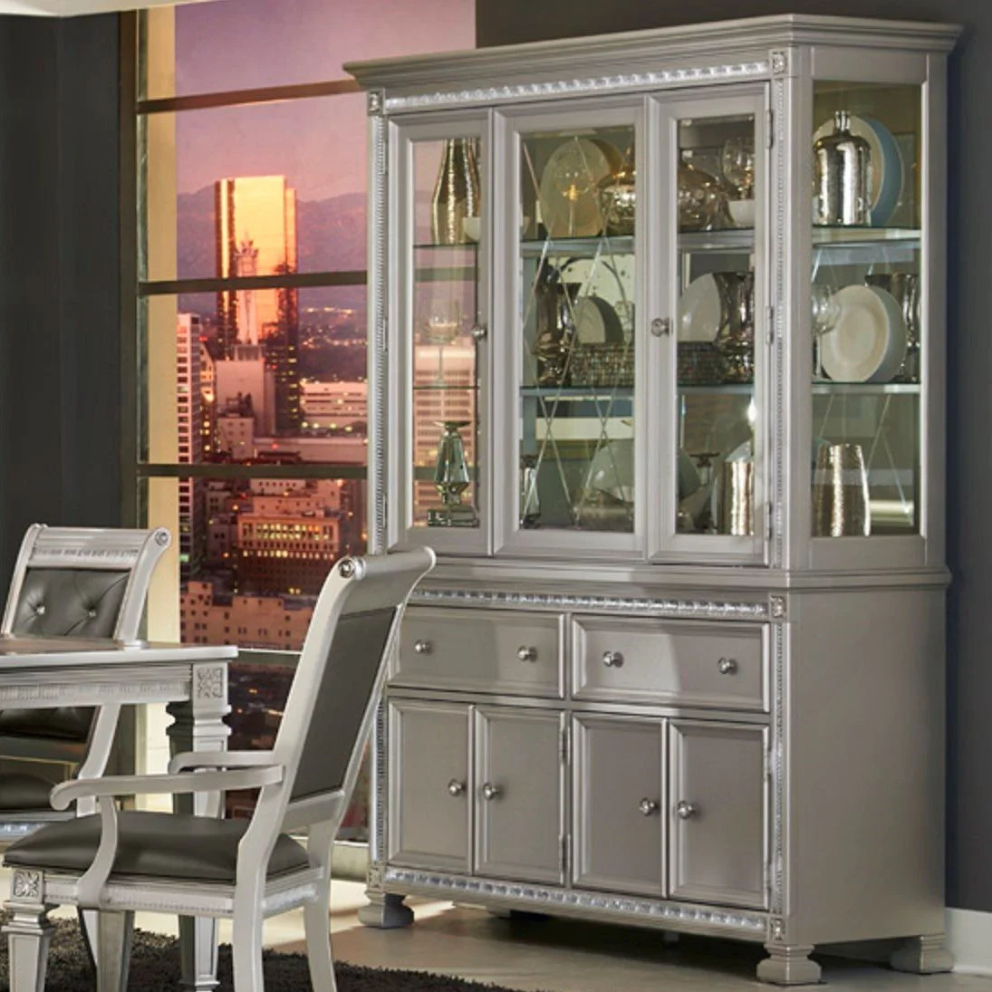 Homelegance Furniture Bevelle 1958-55x1+1958-50x1 Glam Dining Buffet ...