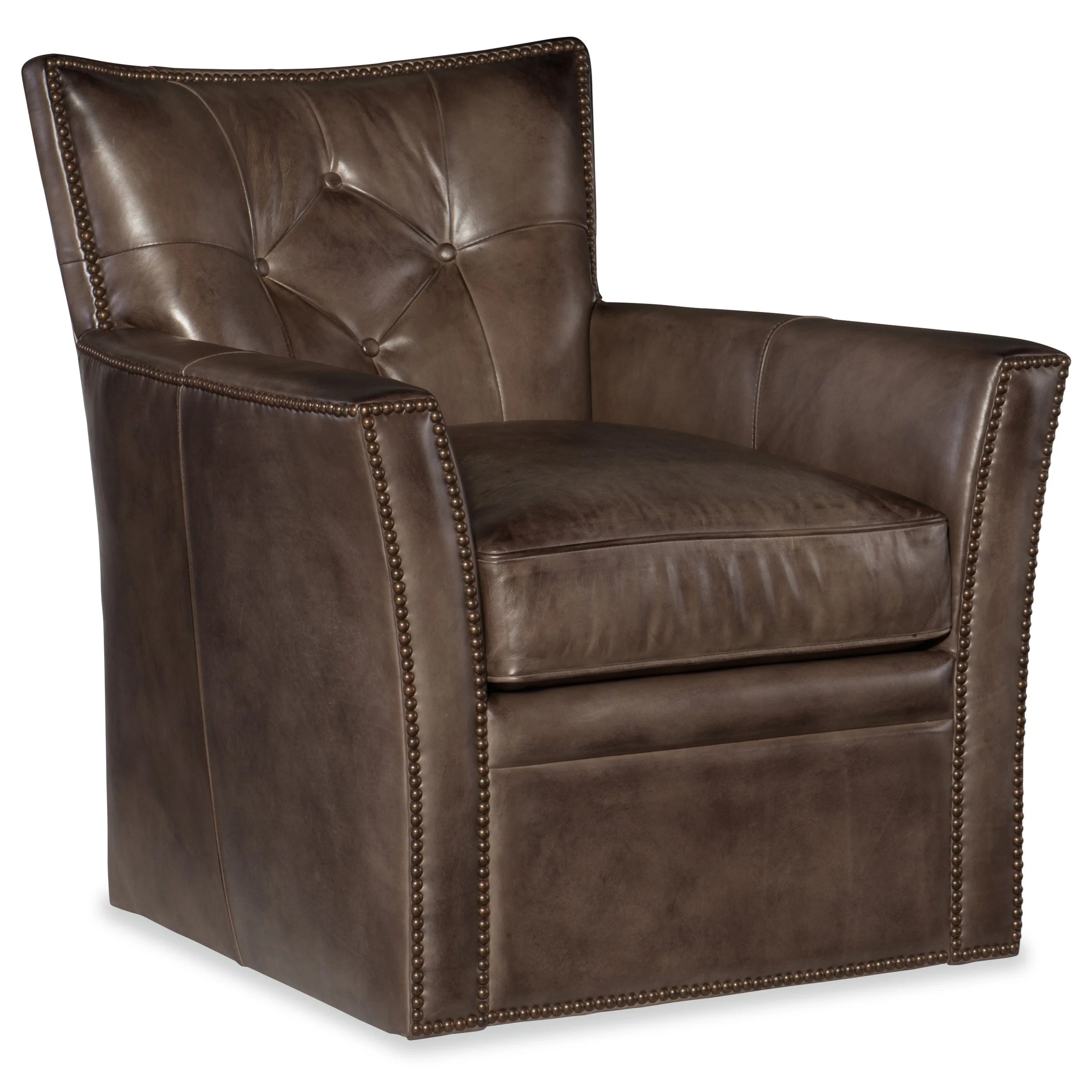 Hamilton Home CC Traditional Leather Swivel Club Chair with Tufted Back ...