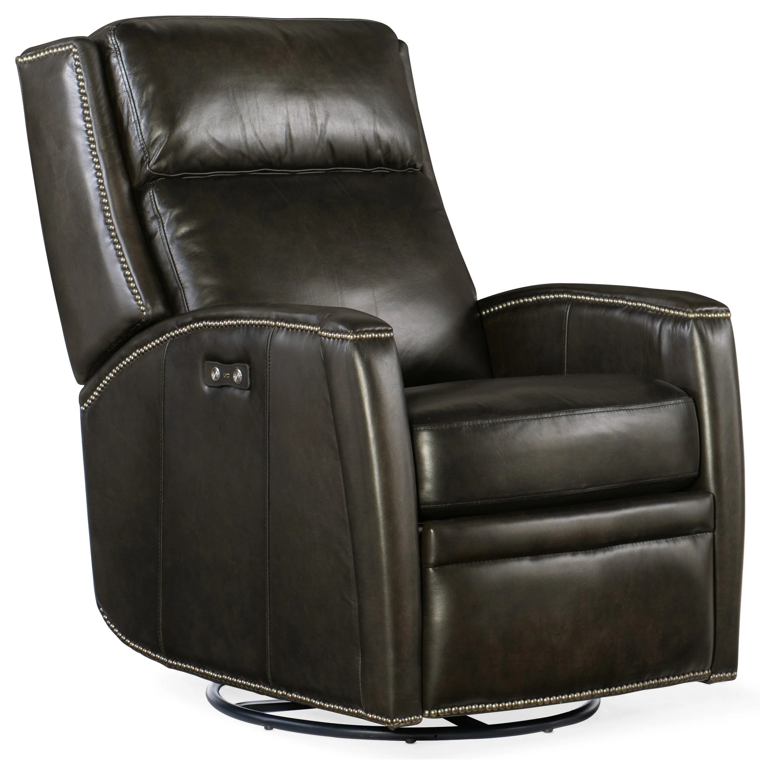 Hamilton Home Declan Traditional Leather Power Swivel Glider Recliner ...