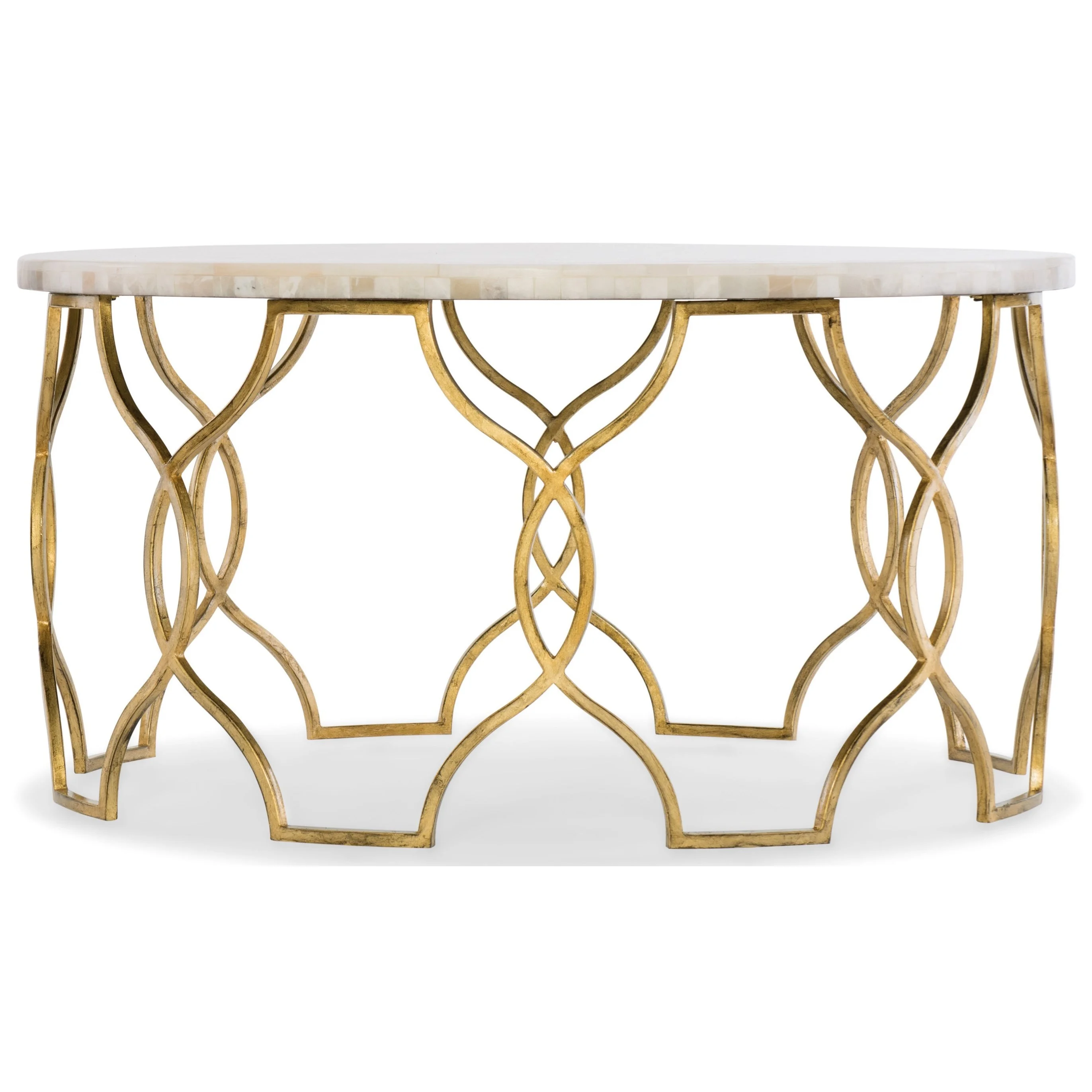 Hamilton Home Melange Transitional Round Cocktail Table with Metal Base ...