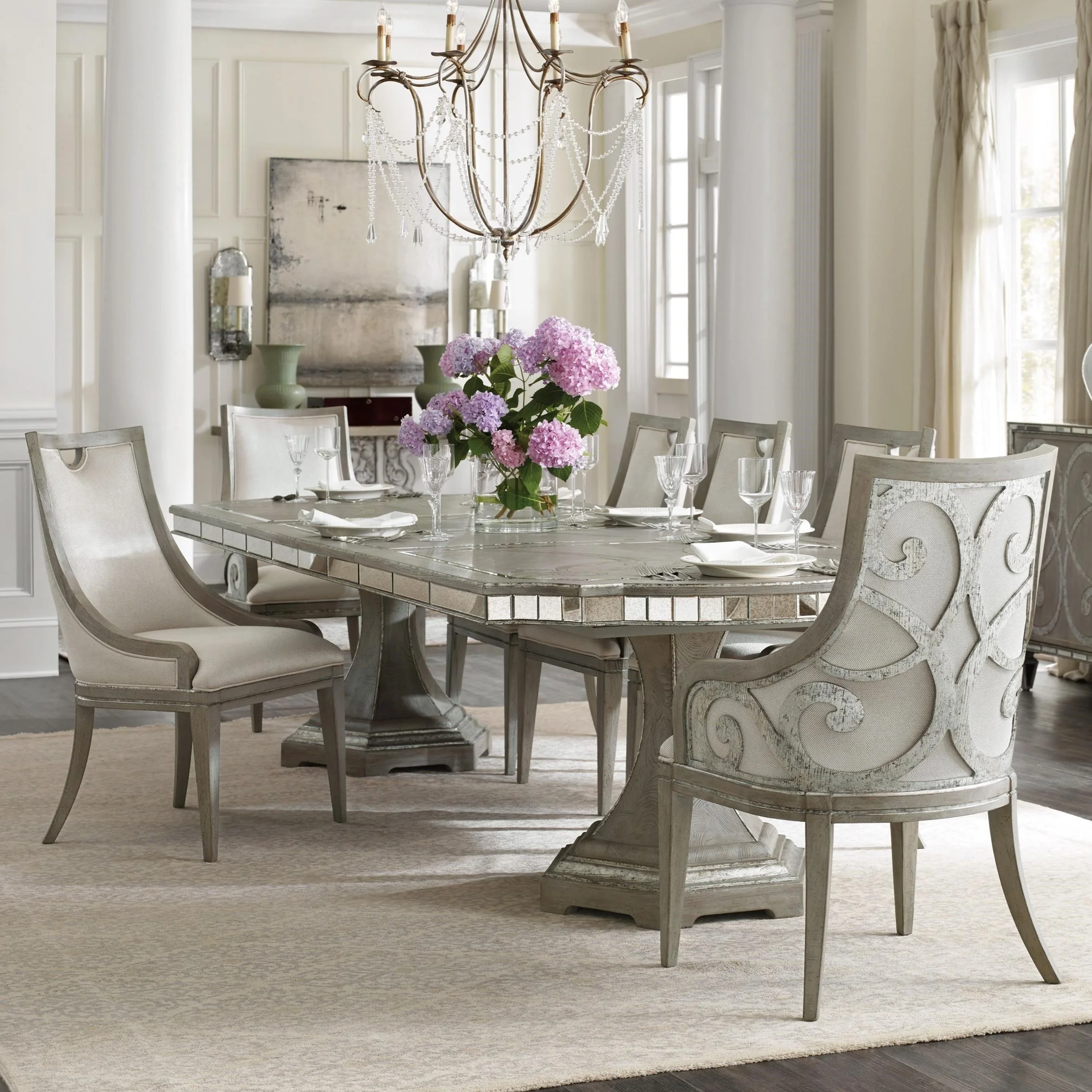 Hooker Furniture Sanctuary 5603-75400-LTBRx2+5603-75200-LTBRx1+5603-75410-LTBRx4 Transitional 7 ...