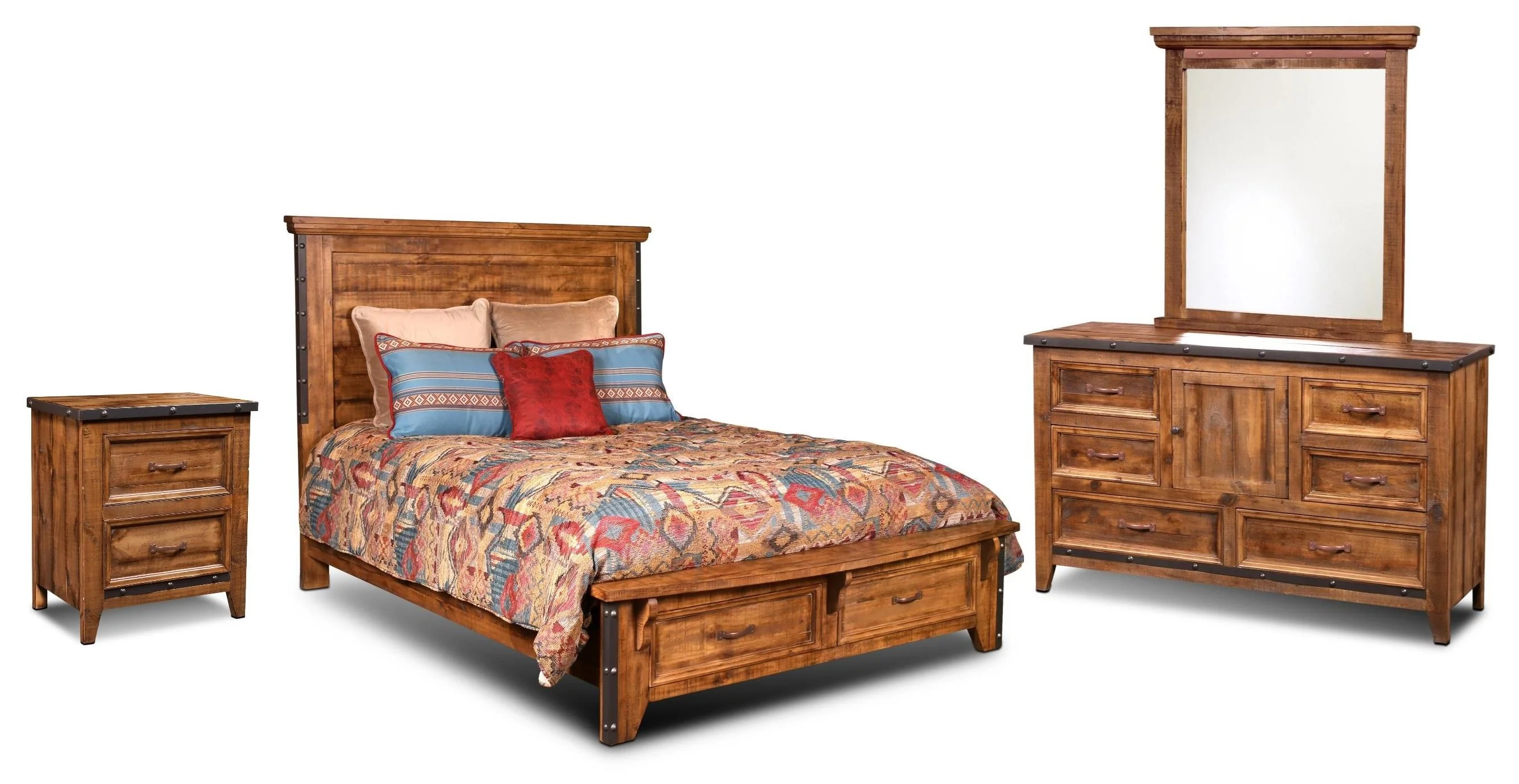 Horizon Home Urban Rustic H4365-4PC-EK East King Bed, Dresser, Mirror ...