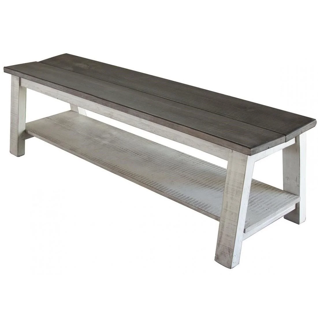 International Furniture Direct Stone IFD469BENCH Relaxed Vintage Solid ...